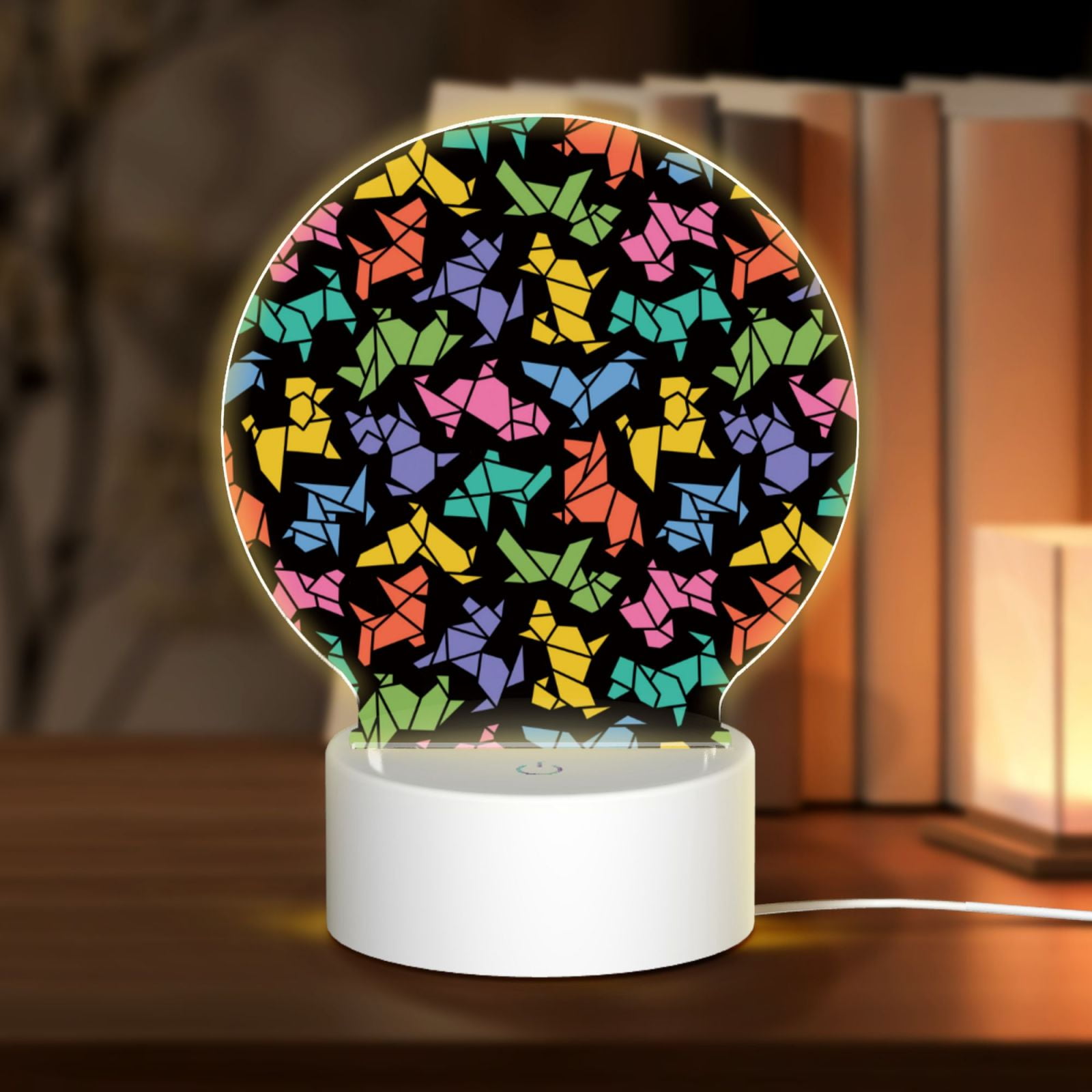 Pofeuu Colorful Geometric Dog Print LED Christmas Night Light Lamp Base ...