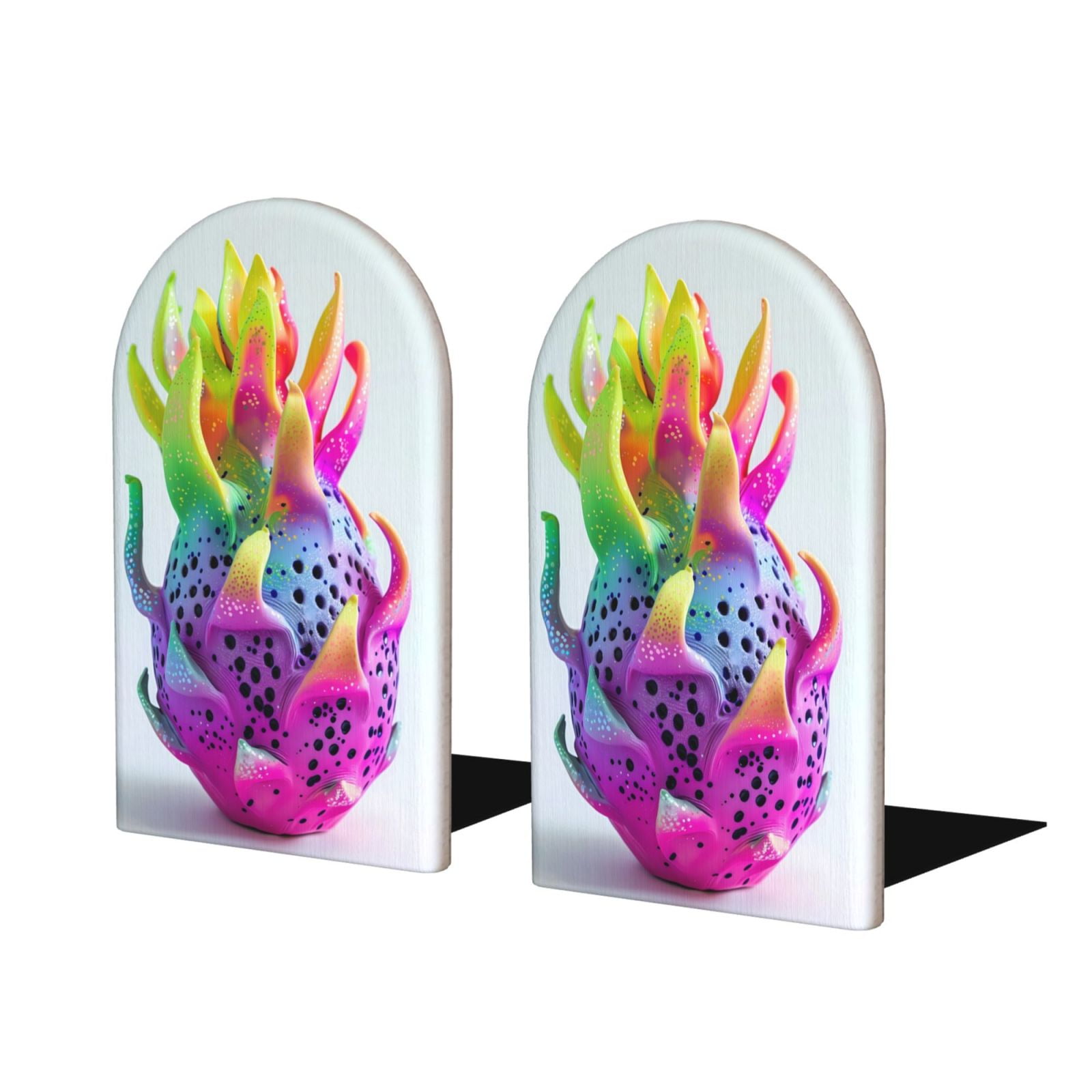 Pofeuu Colorful Glitter Dagon Fruit Print Large Bookend Hold Heavy ...