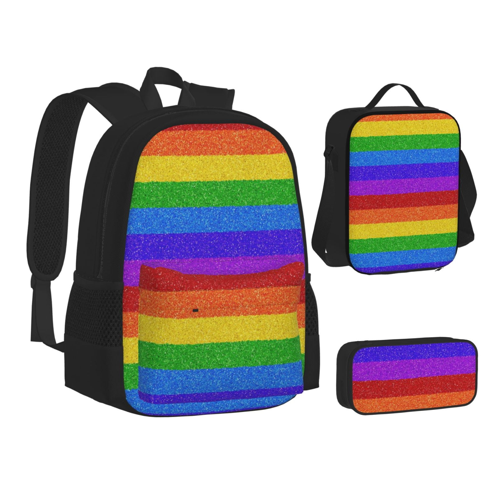 Pofeuu Colorful Glitter Rainbow Print Backpack Travel Backpacks With ...