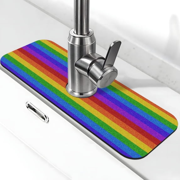 Pofeuu Colorful Glitter Rainbow Print Splash Guard for Sink Faucet Sink ...