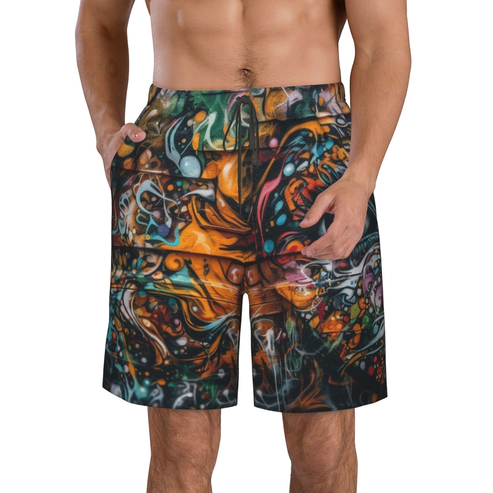 Pofeuu Colorful Graffiti Abstract Eye Prin Men's Swim Trunks Quick Dry ...