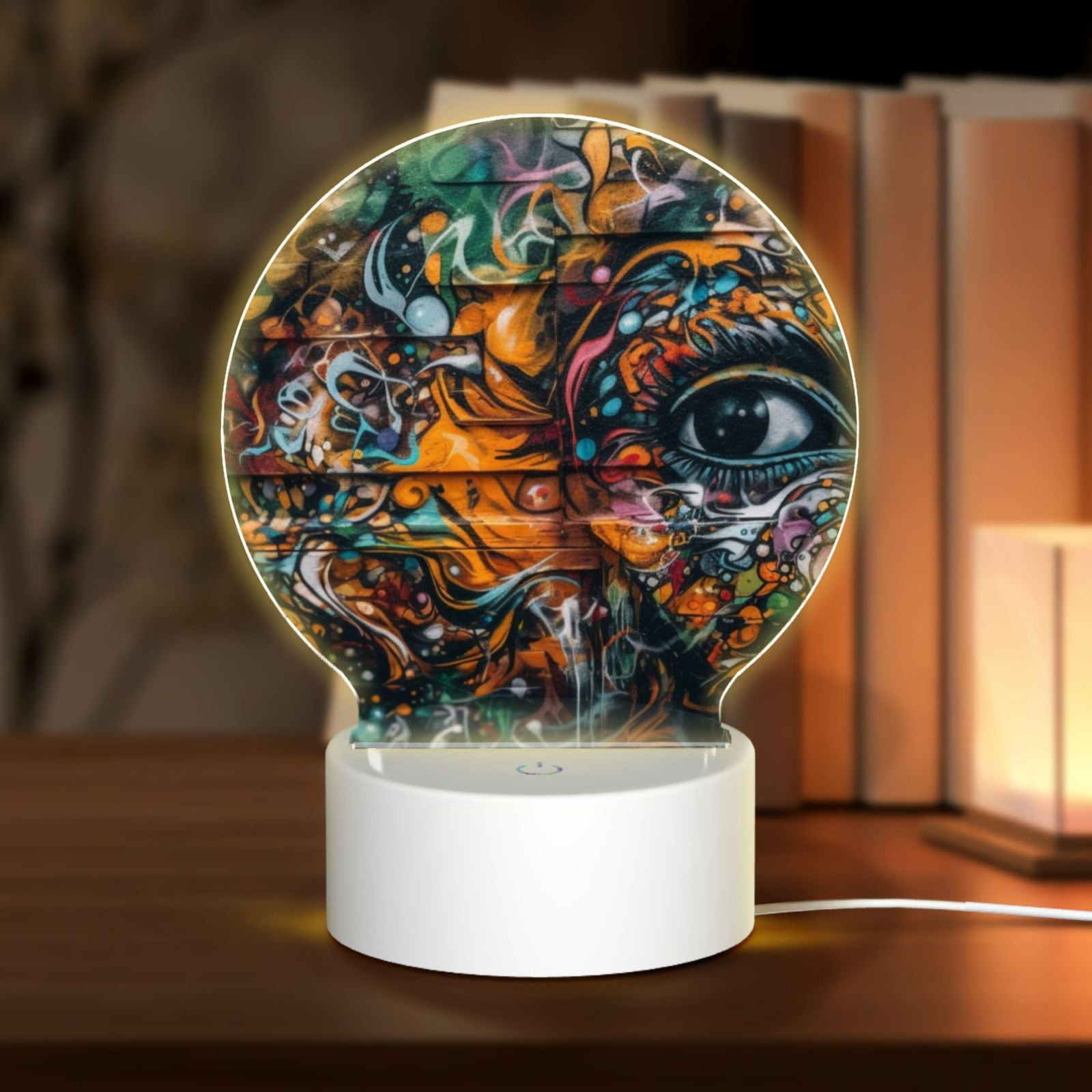 Pofeuu Colorful Graffiti Abstract Eye Print LED Christmas Night Light ...