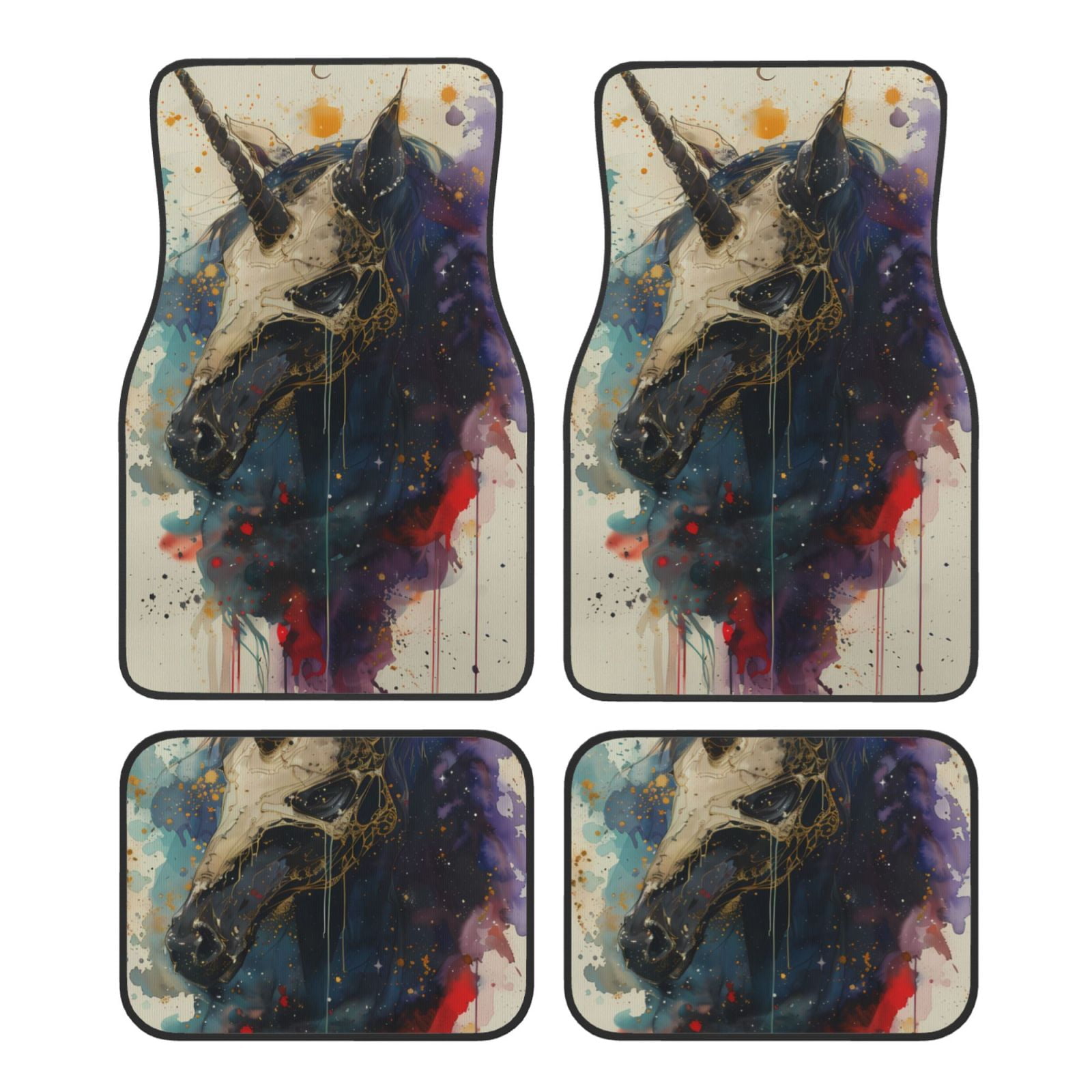 Pofeuu Colorful Ink Cute Horse Print Car Foot Mat Set of 4 Pieces - All ...