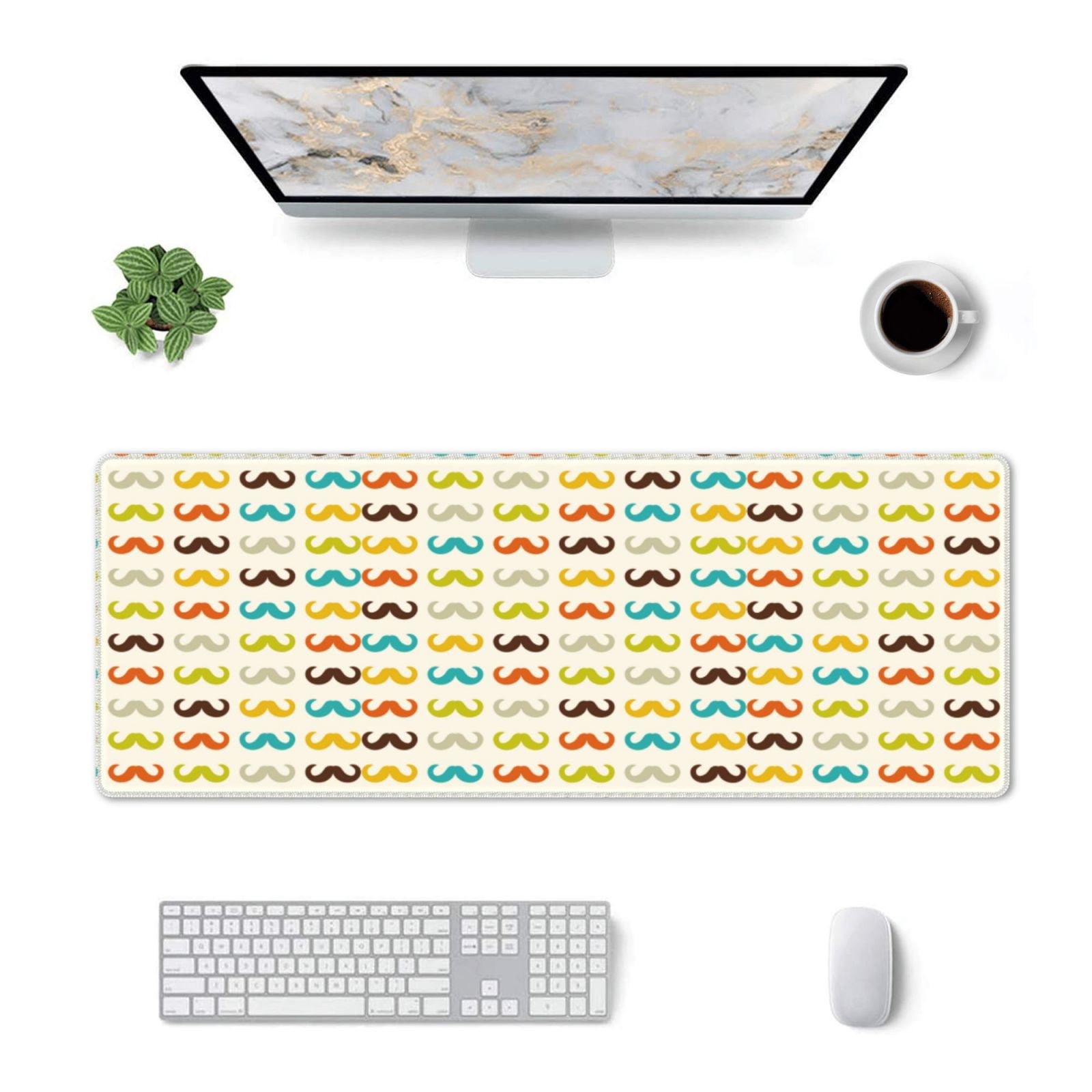 Pofeuu Colorful Mustache Print Desk Mat for Keyboard and Mouse，Computer ...