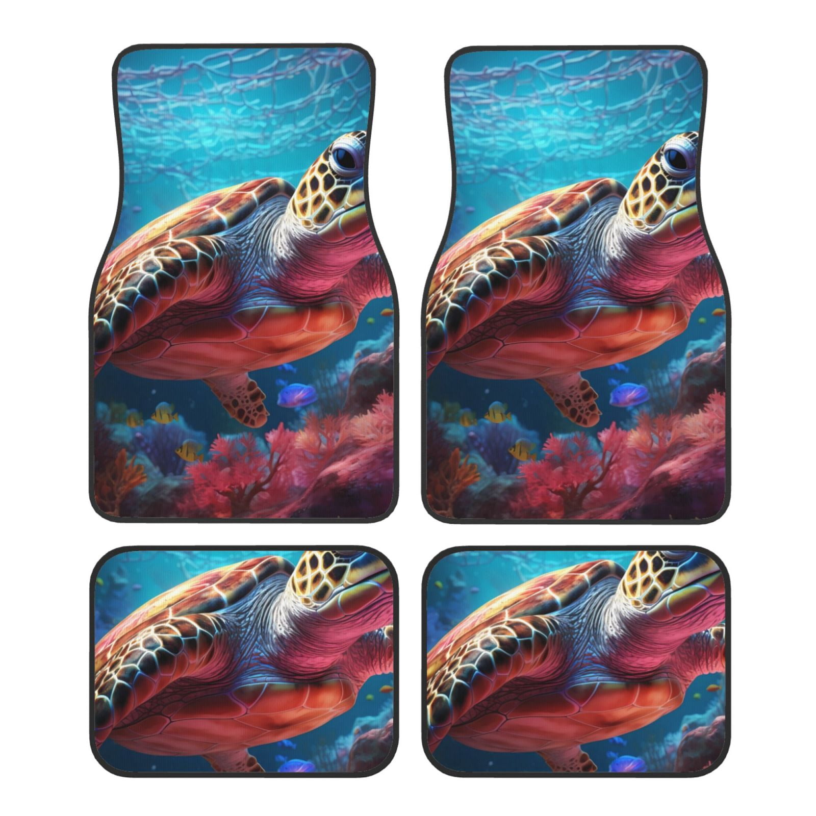 Pofeuu Colorful Ocean Sea Turtle Print Car Foot Mat Set of 4 Pieces ...