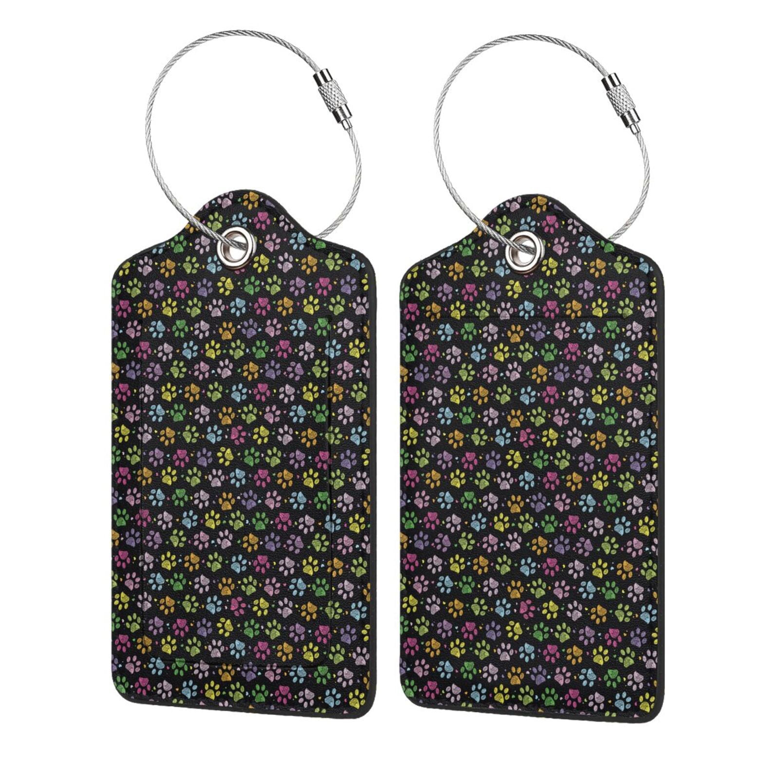Pofeuu Colorful Paw Print Luggage Tags, Privacy Cover ID Label with ...