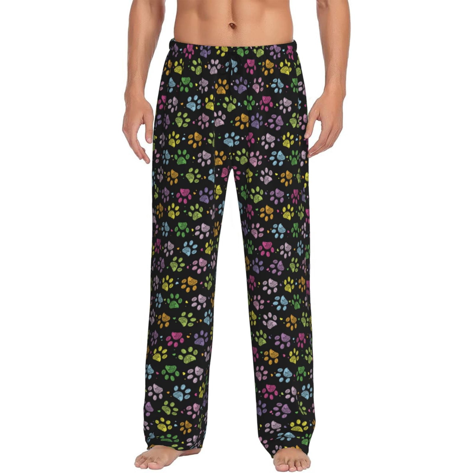 Pofeuu Colorful Paw Print Men's Pajama Pants, Soft Lounge Pajama Pants ...