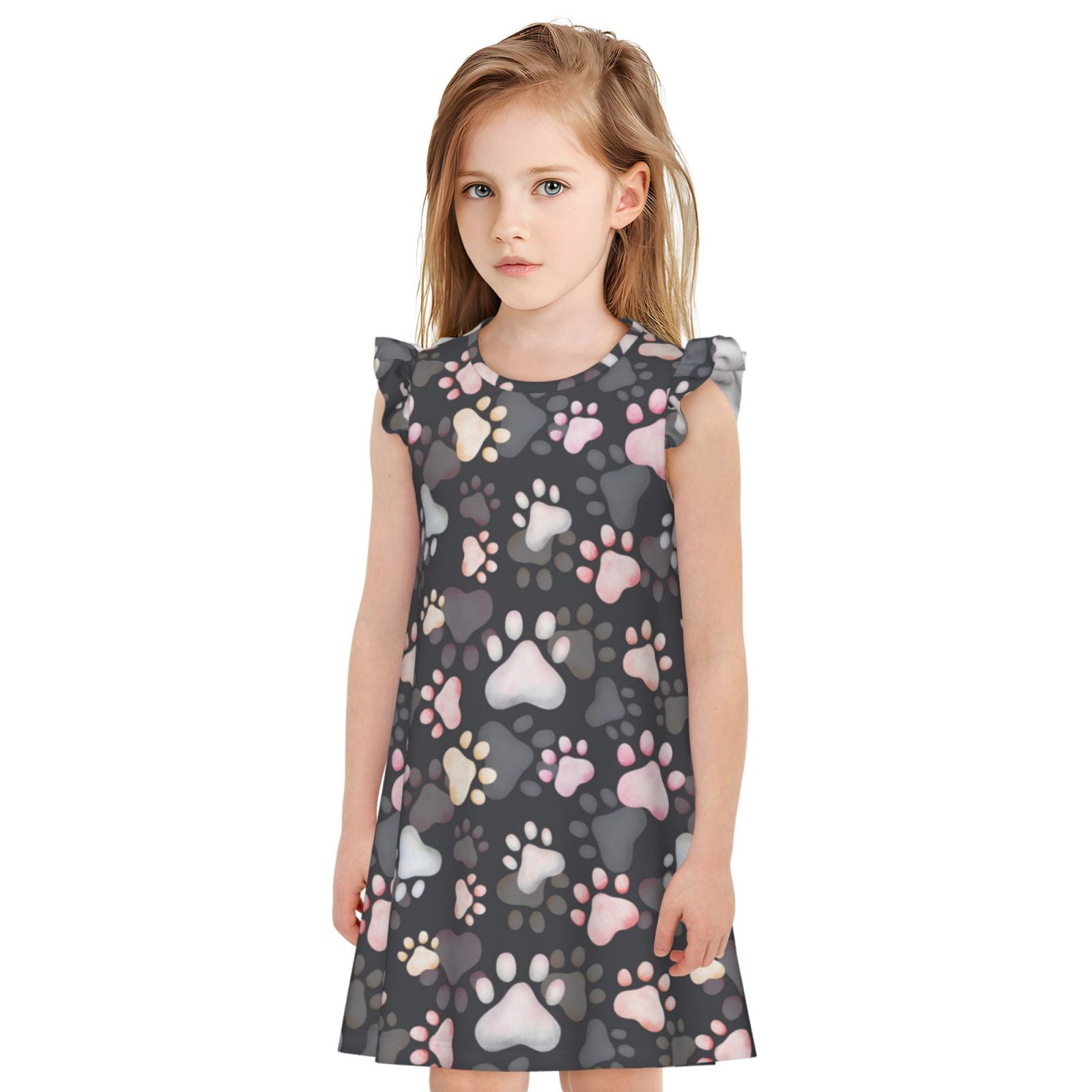 Pofeuu Colorful Paws Of Dog Print Girls Nightgowns, Nightgown Princess Pajama Dresses for Girls ...