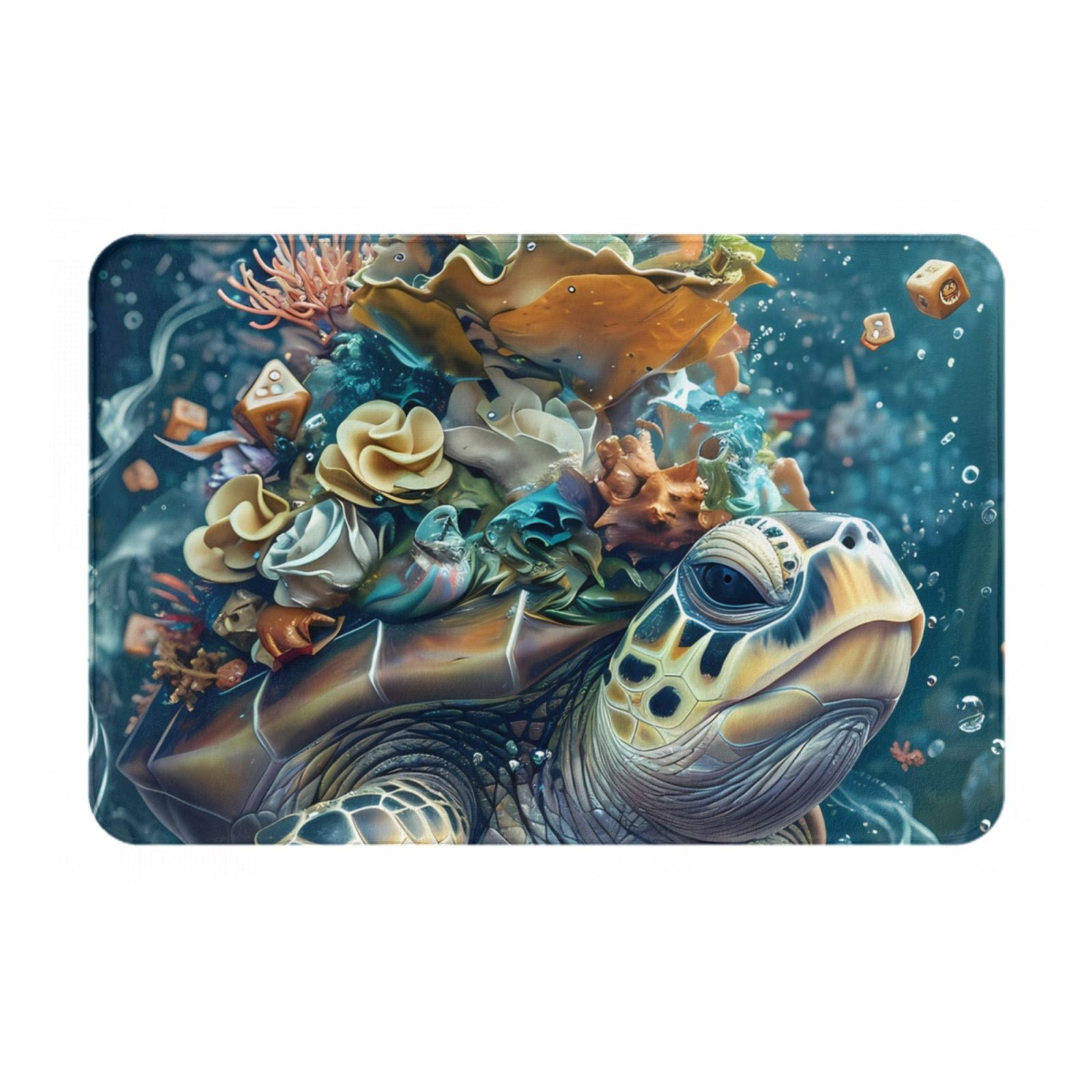 Pofeuu Colorful Plant Turtle Print Flannel Doormats Rug16"x24"Rug ...