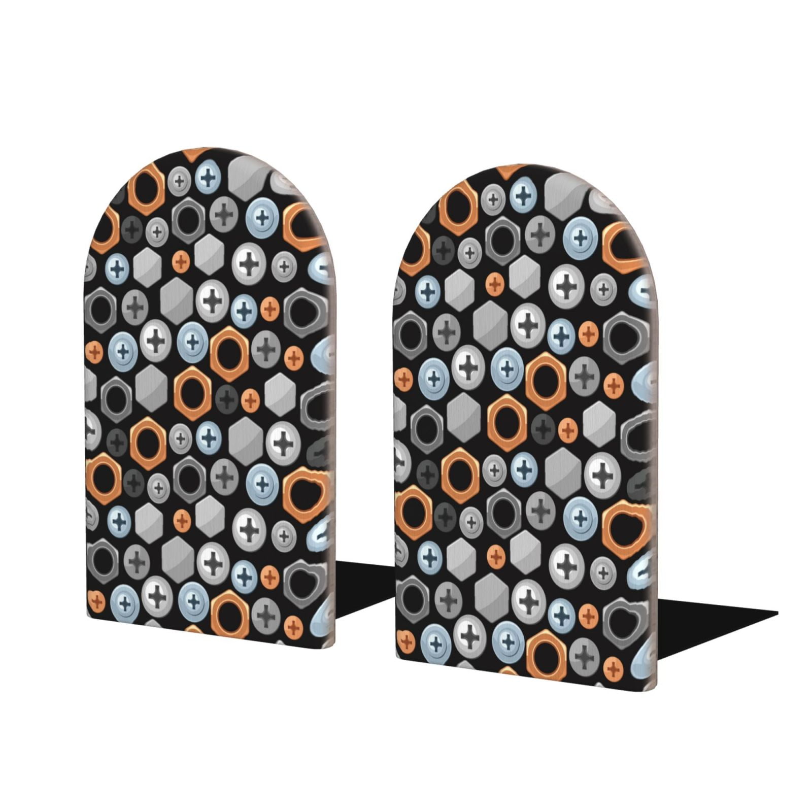 Pofeuu Colorful Screws Print Large Bookend Hold Heavy Books- Wood ...