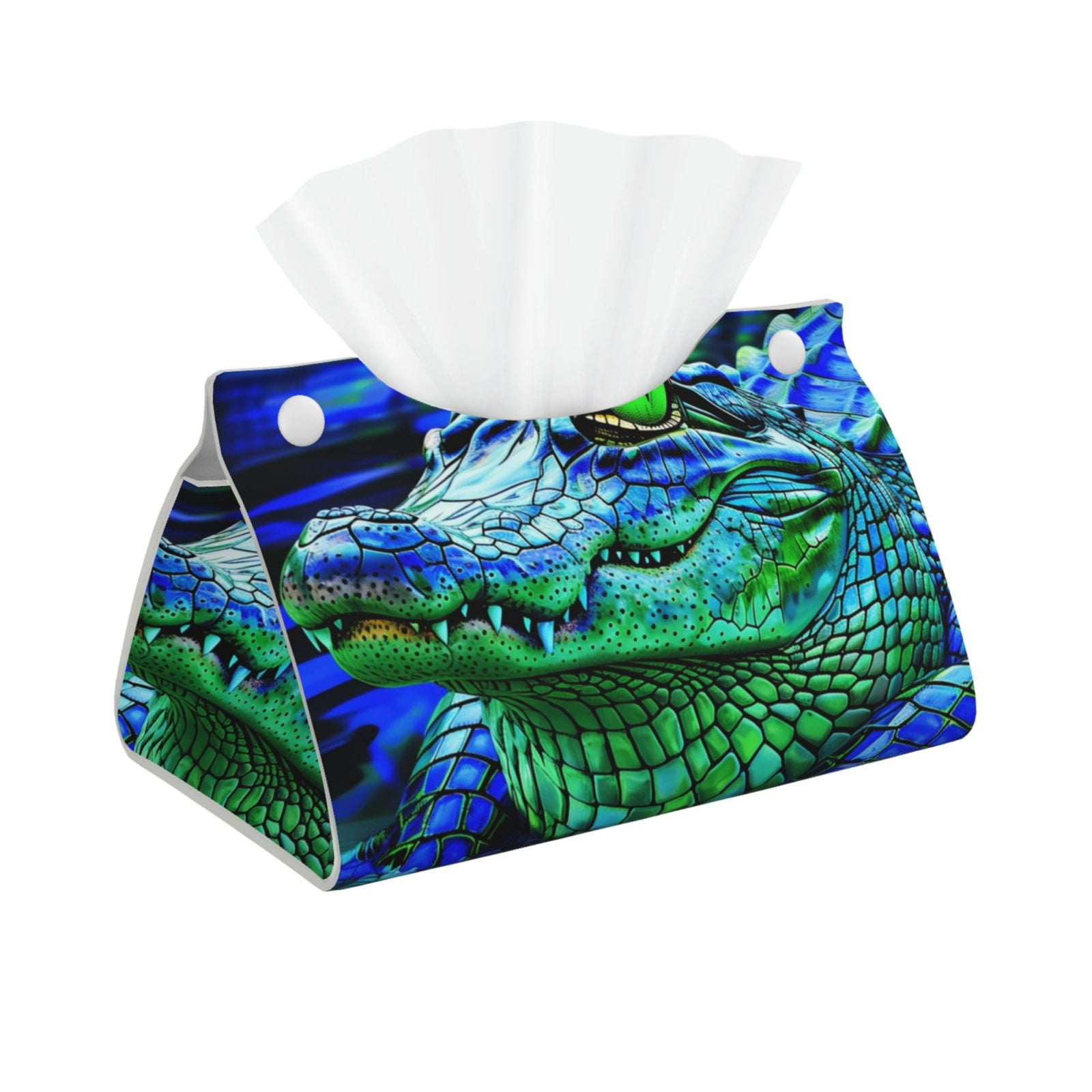 Pofeuu Colorful Stained Glass Crocodile Print Tissue Box Cover, Modern ...