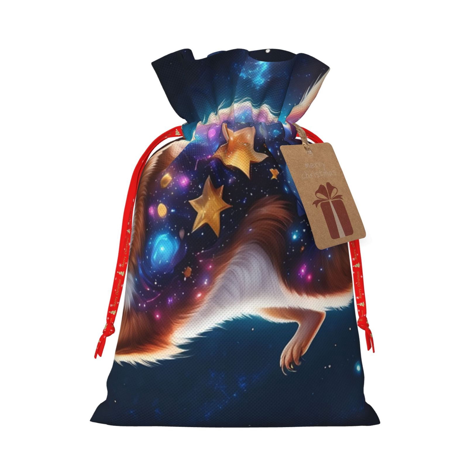 Pofeuu Colorful Star River Squirrel Print Burlap Bags with Drawstrings ...