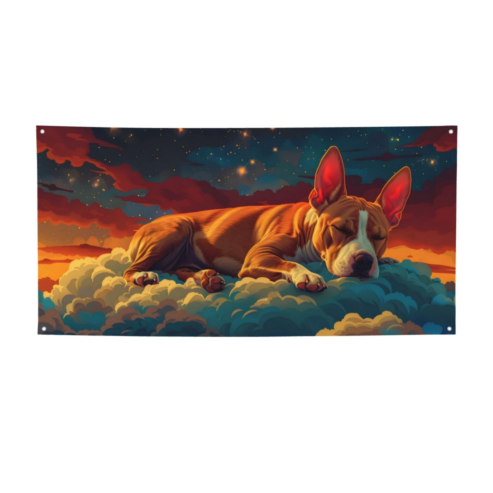 Pofeuu Colorful Starry Sky Sleep Dog Print Colorful Yard Festival ...