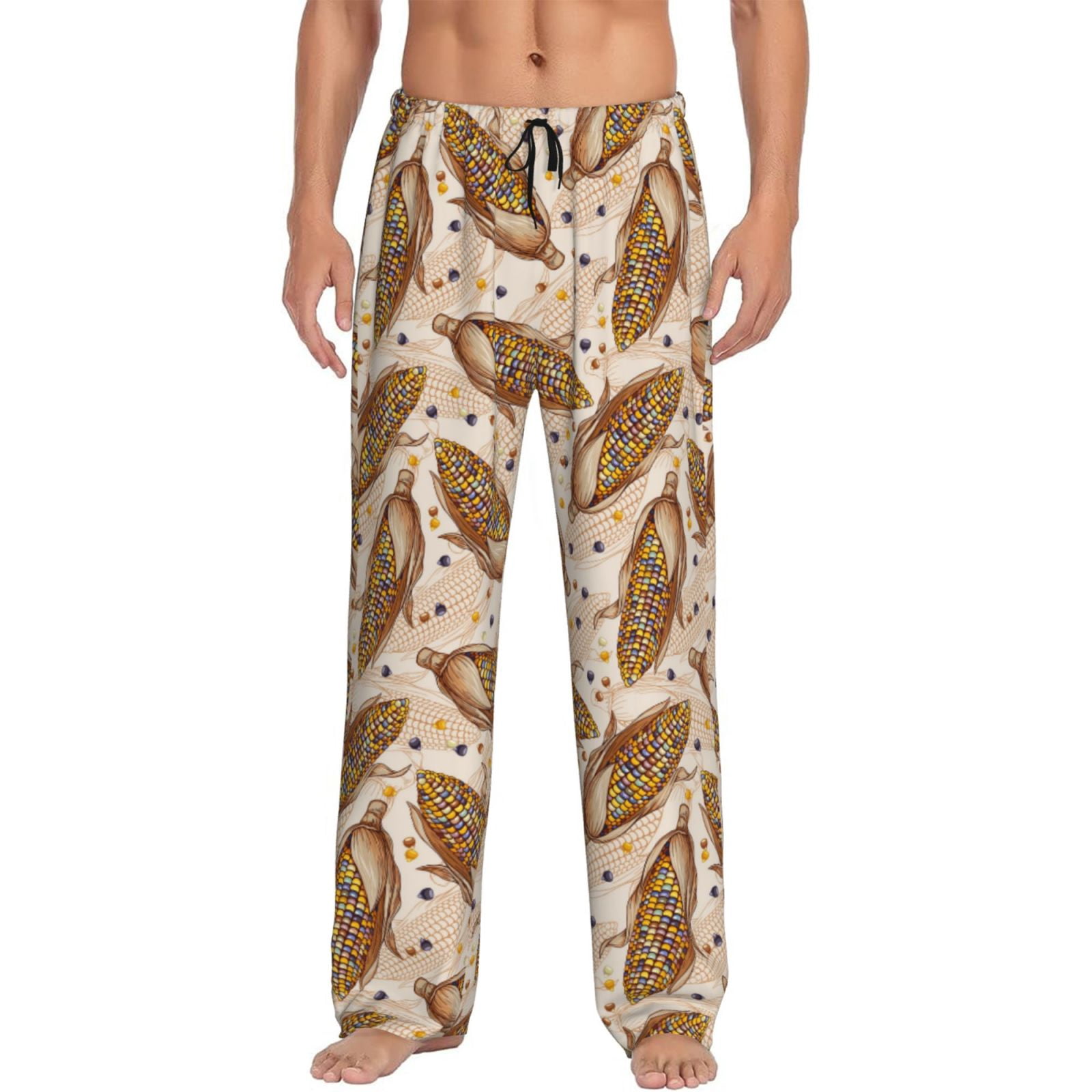 Pofeuu Colorful Vintage Corn Print Men's Pajama Pants, Soft Lounge ...