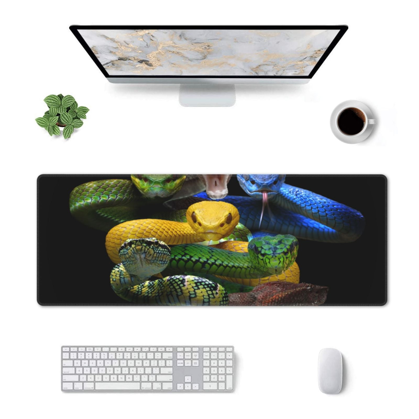 Pofeuu Colorful Viper Snake Print Desk Mat for Keyboard and Mouse ...