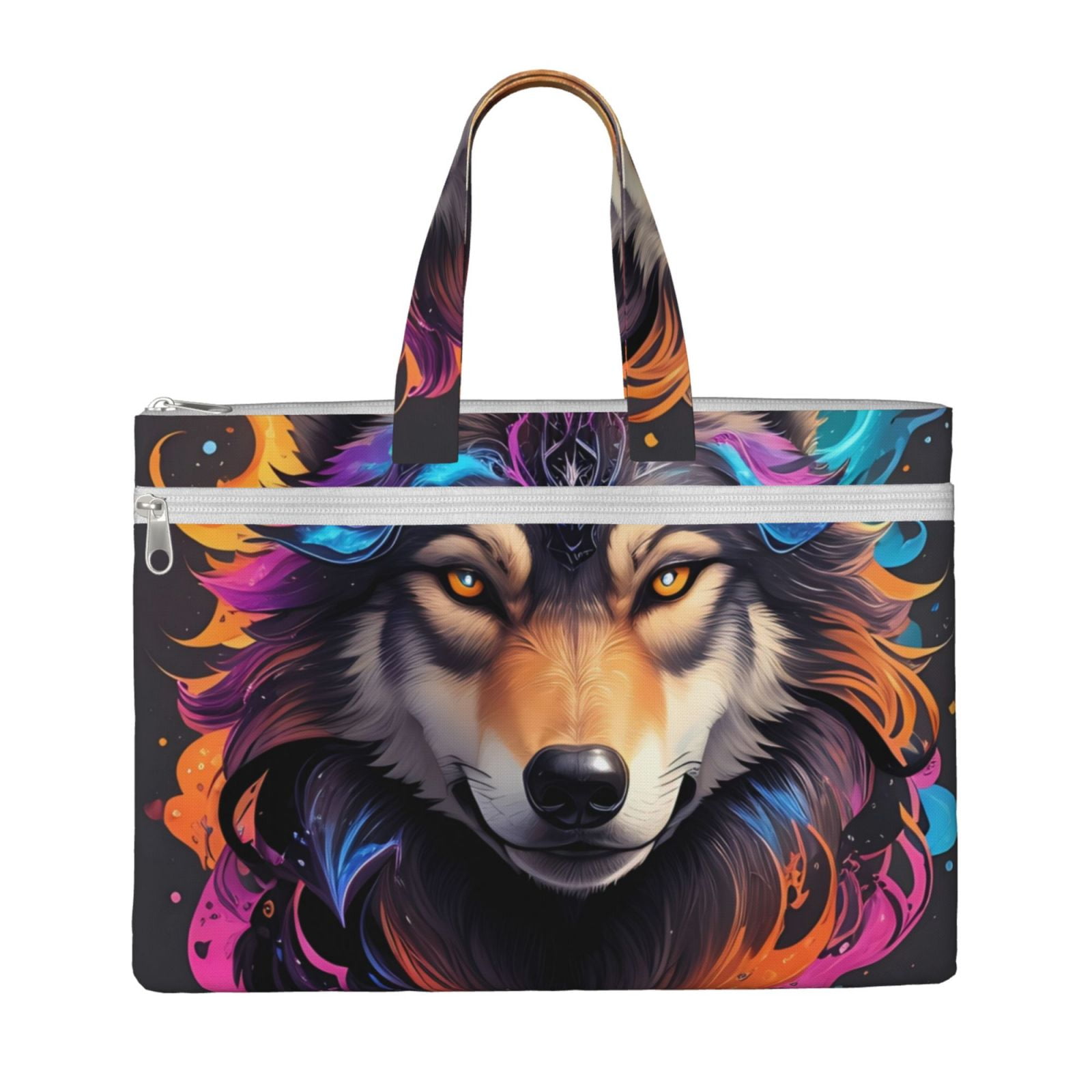 Pofeuu Colorful Wolf Head Print Laptop Bag Carrying - Computer Bag ...