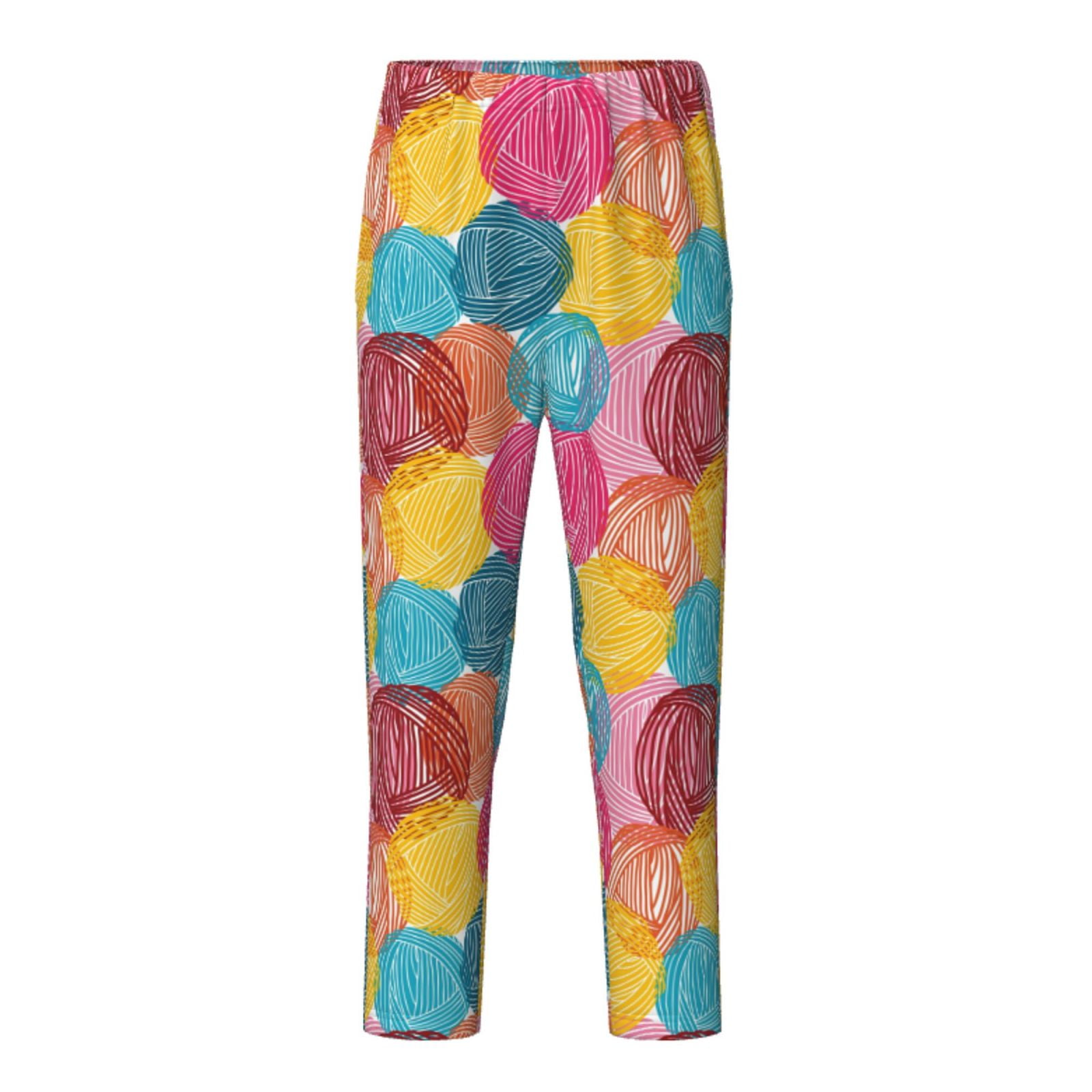 Pofeuu Colorful Wool Balls Print Teenagers' Pajama Pants, Soft Lounge ...