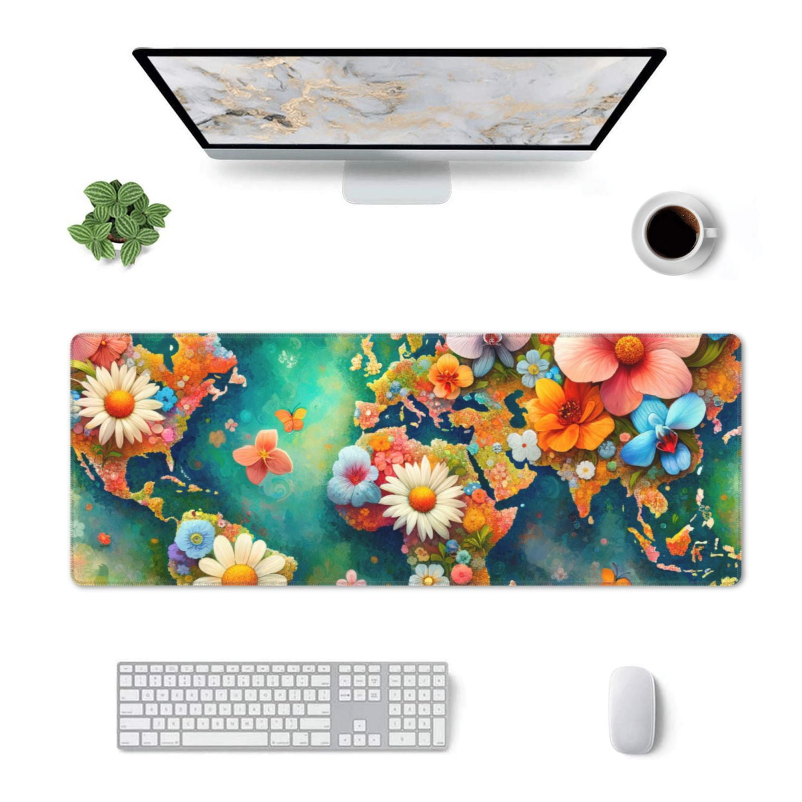 Pofeuu Colorful World Map Print Desk Mat for Keyboard and Mouse ...