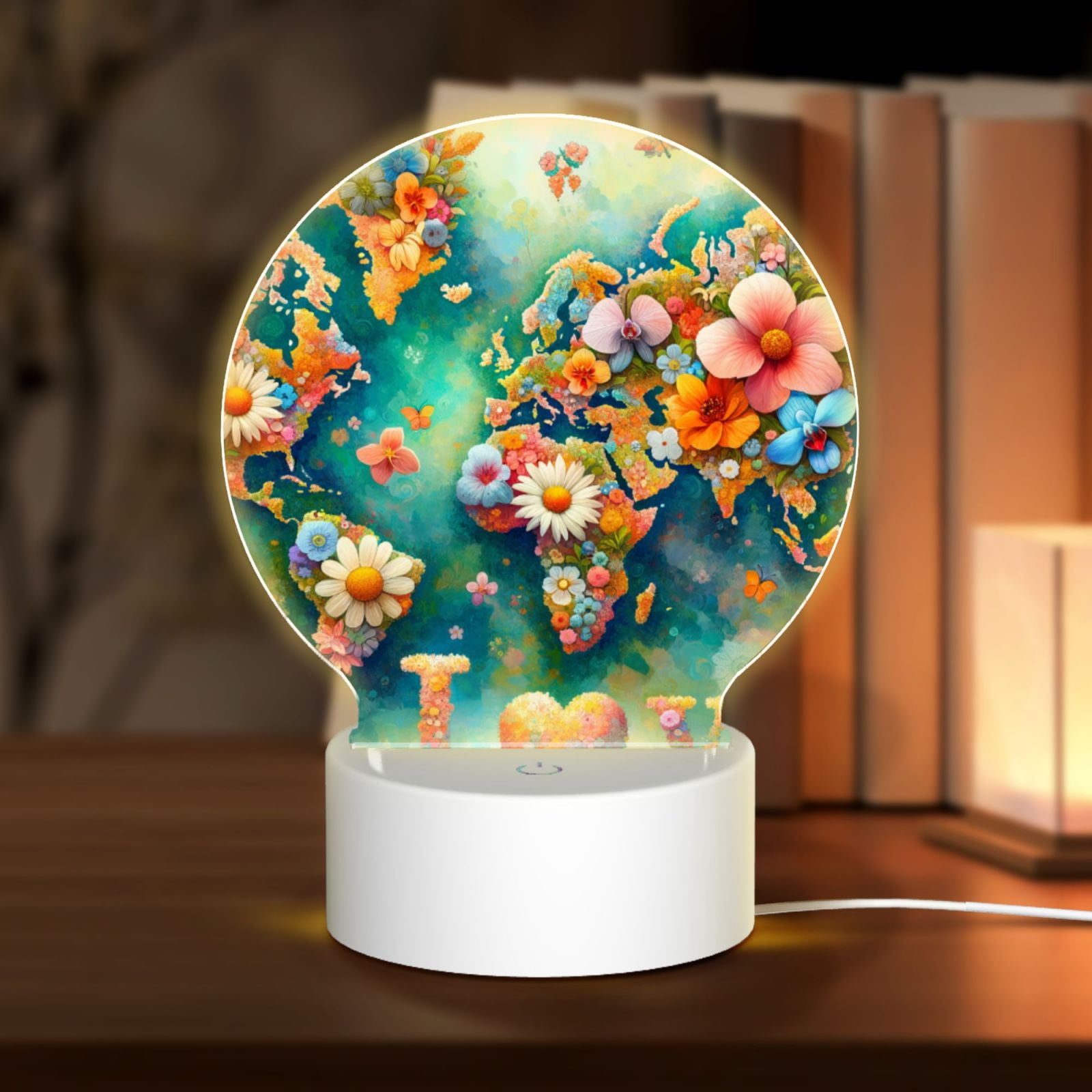 Pofeuu Colorful World Map Print LED Christmas Night Light Lamp Base ...