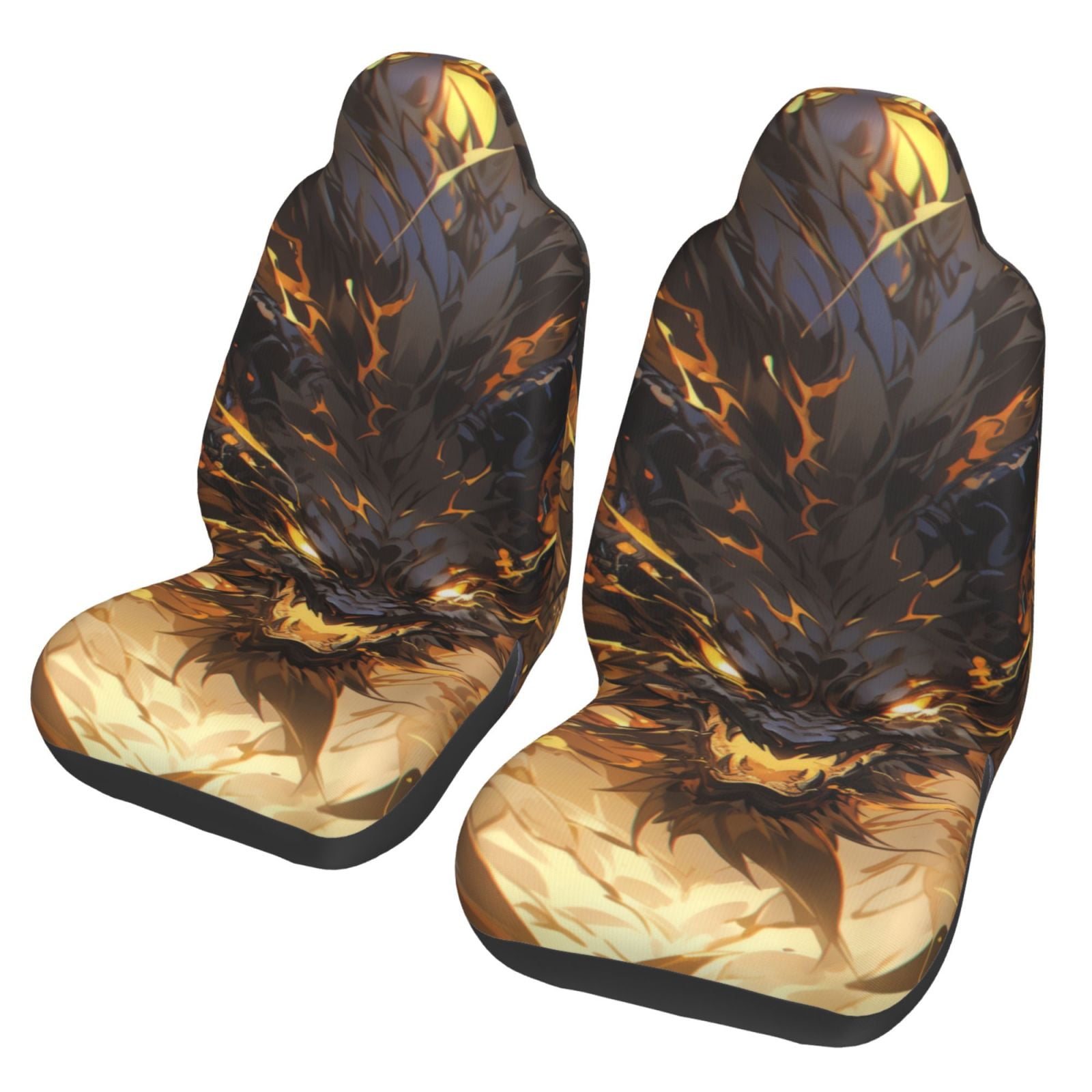 Pofeuu Cool Black Gold Dragon Print Automotive Car Seat Covers Flat ...