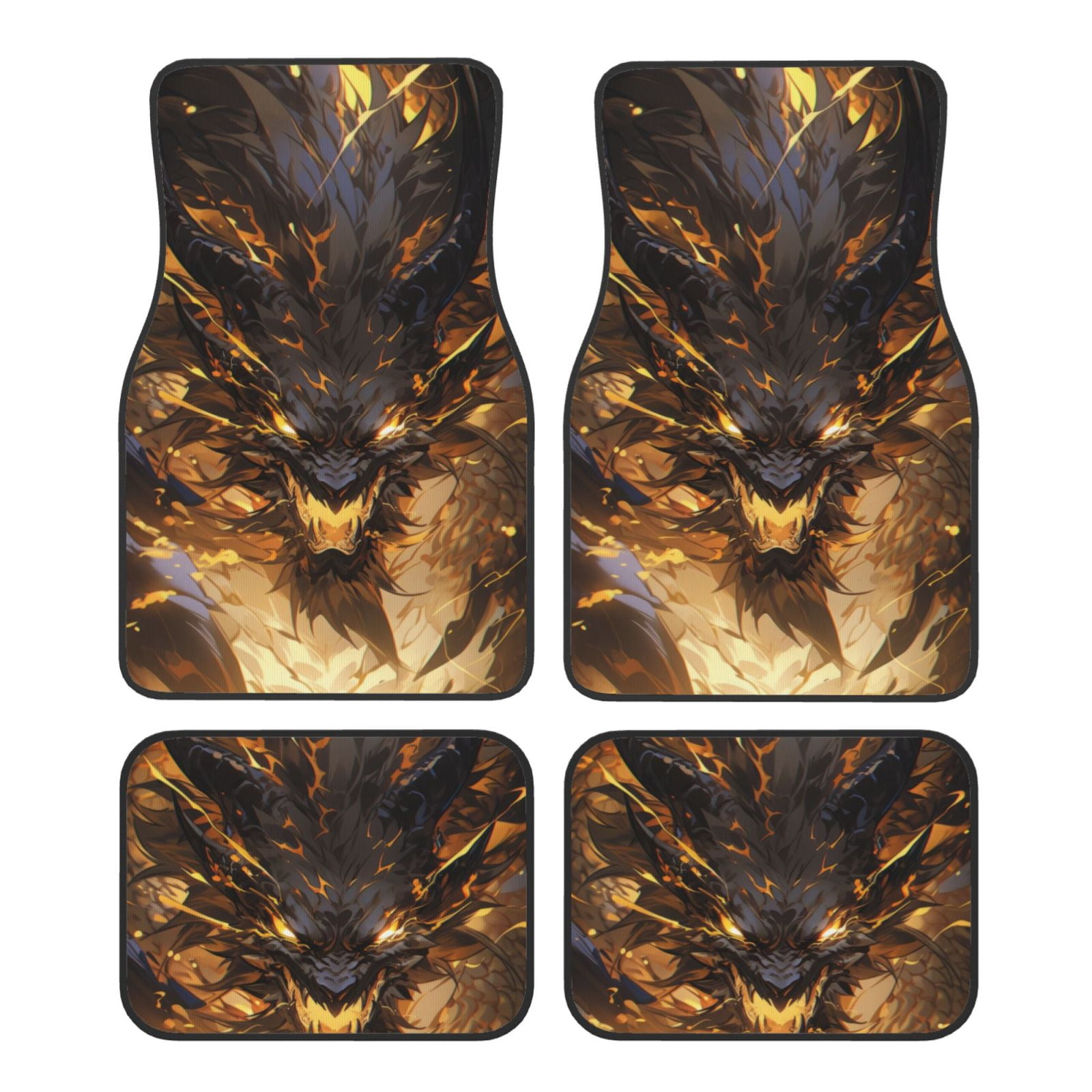 Pofeuu Cool Black Gold Dragon Print Car Foot Mat Set of 4 Pieces - All ...