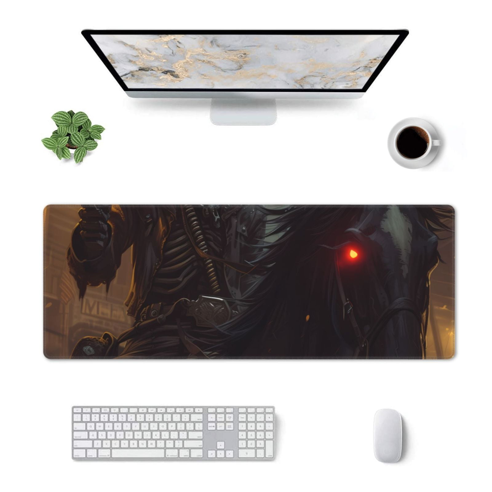 Pofeuu Cool Skull Western Cowboy Print Desk Mat for Keyboard and Mouse ...