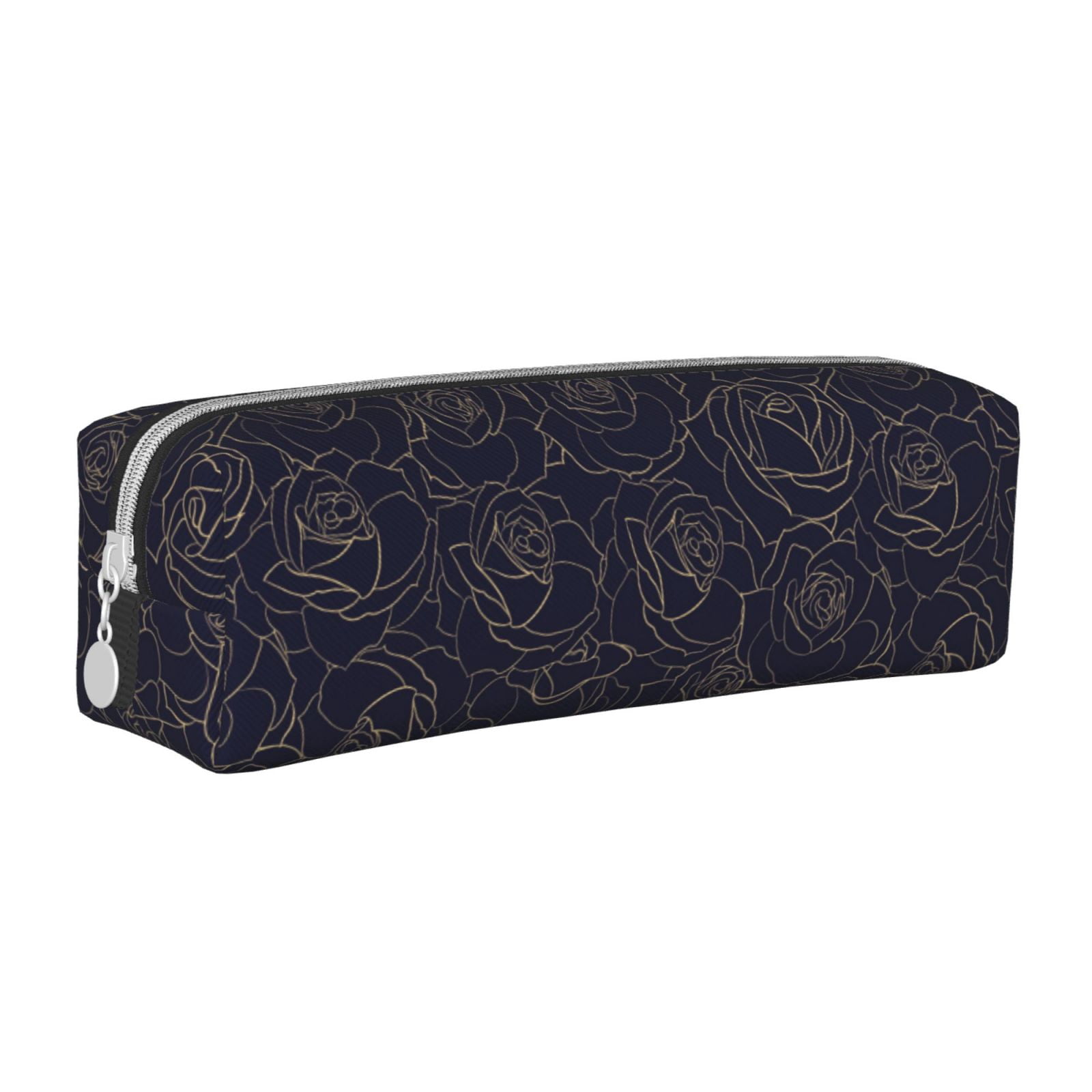 Pofeuu Copper-Gold Gloss Outline Peony Print Leather Pencil Case ...