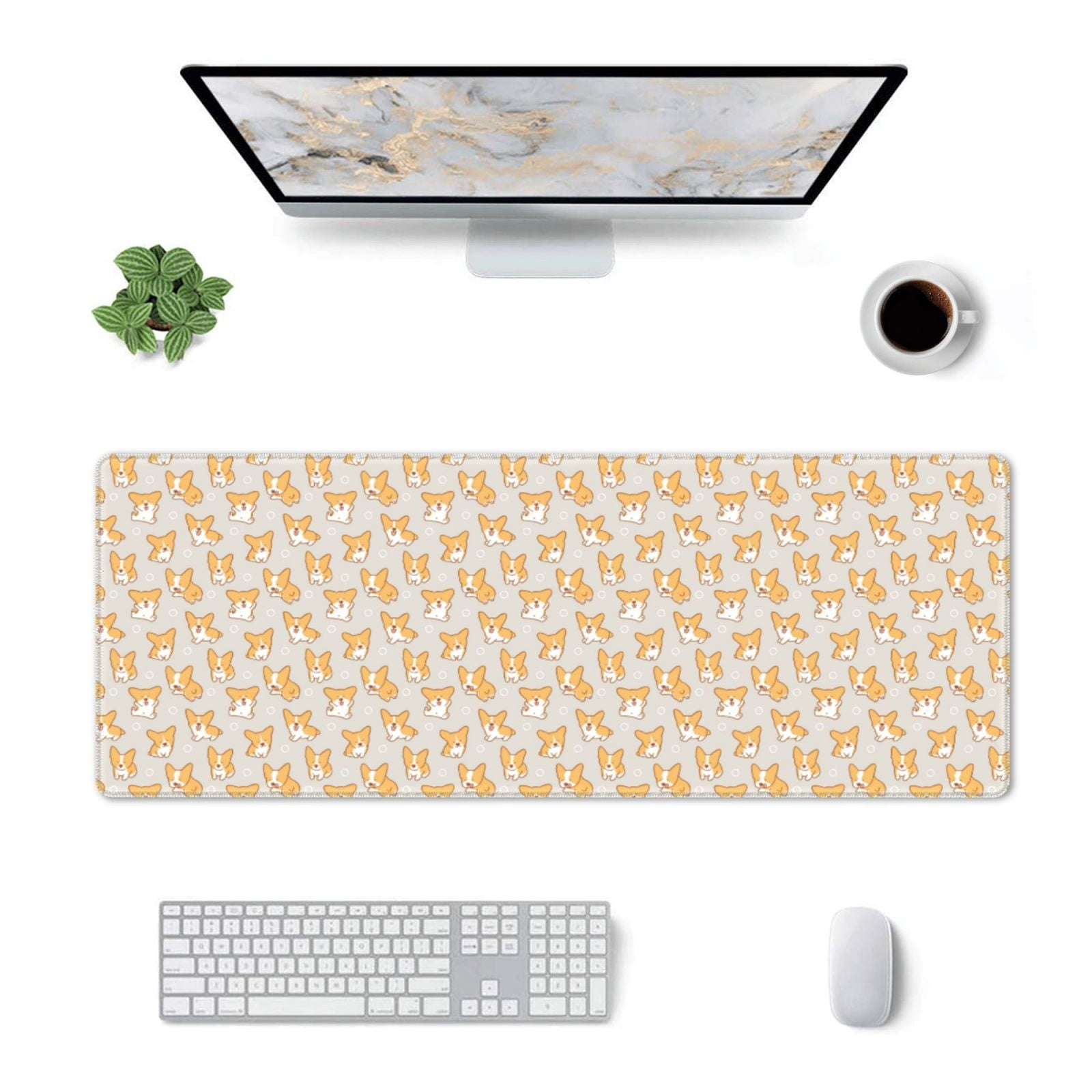 Pofeuu Corgi Dog Print Desk Mat for Keyboard and Mouse，Computer Desk ...