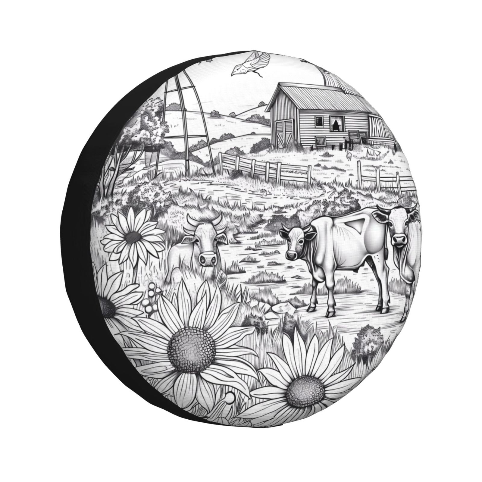 Pofeuu Country Farm Scene Print Spare Tire Wheel Cover for Car Truck ...