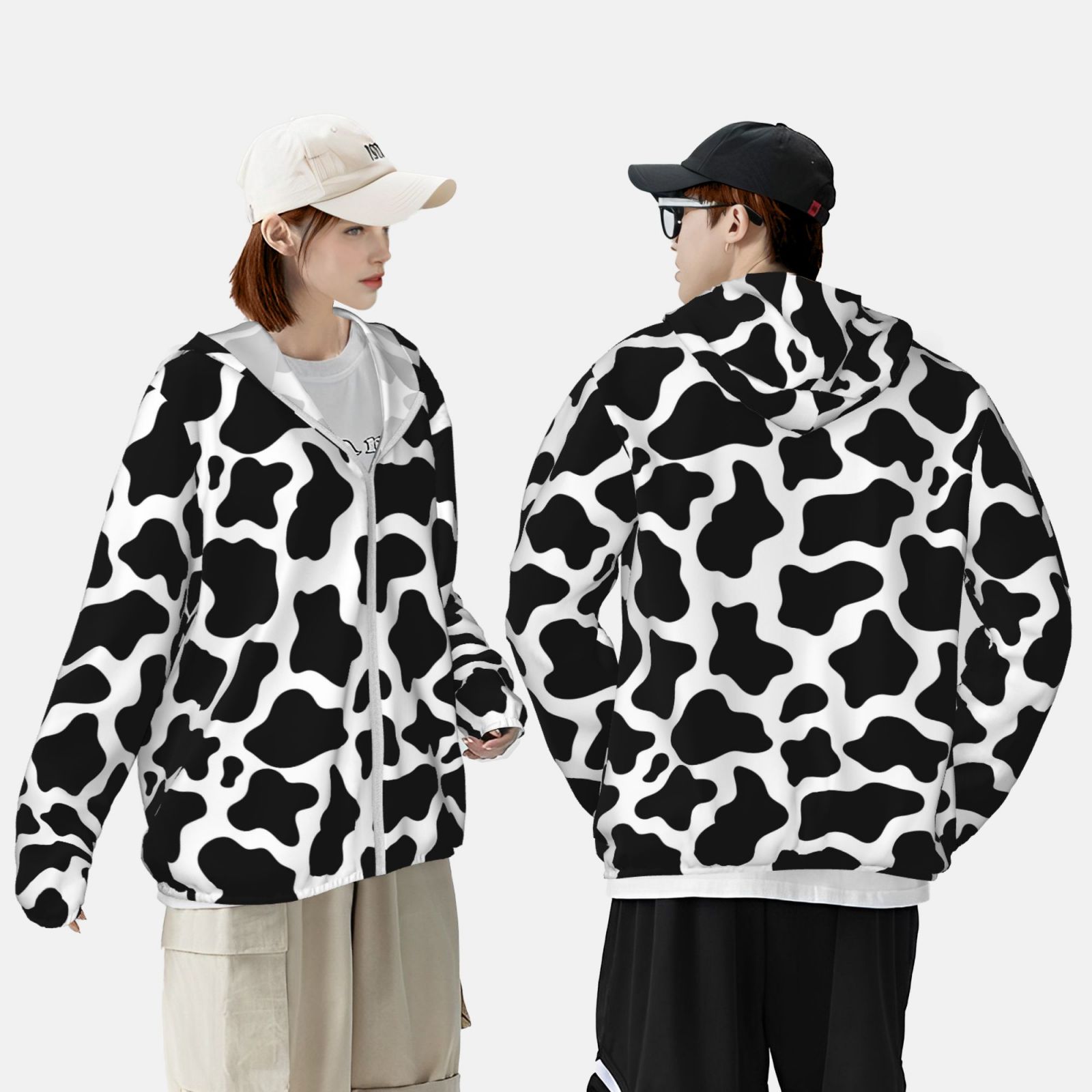 Pofeuu Cow Print Black White Print Sun Protection Outdoor Lightweight ...