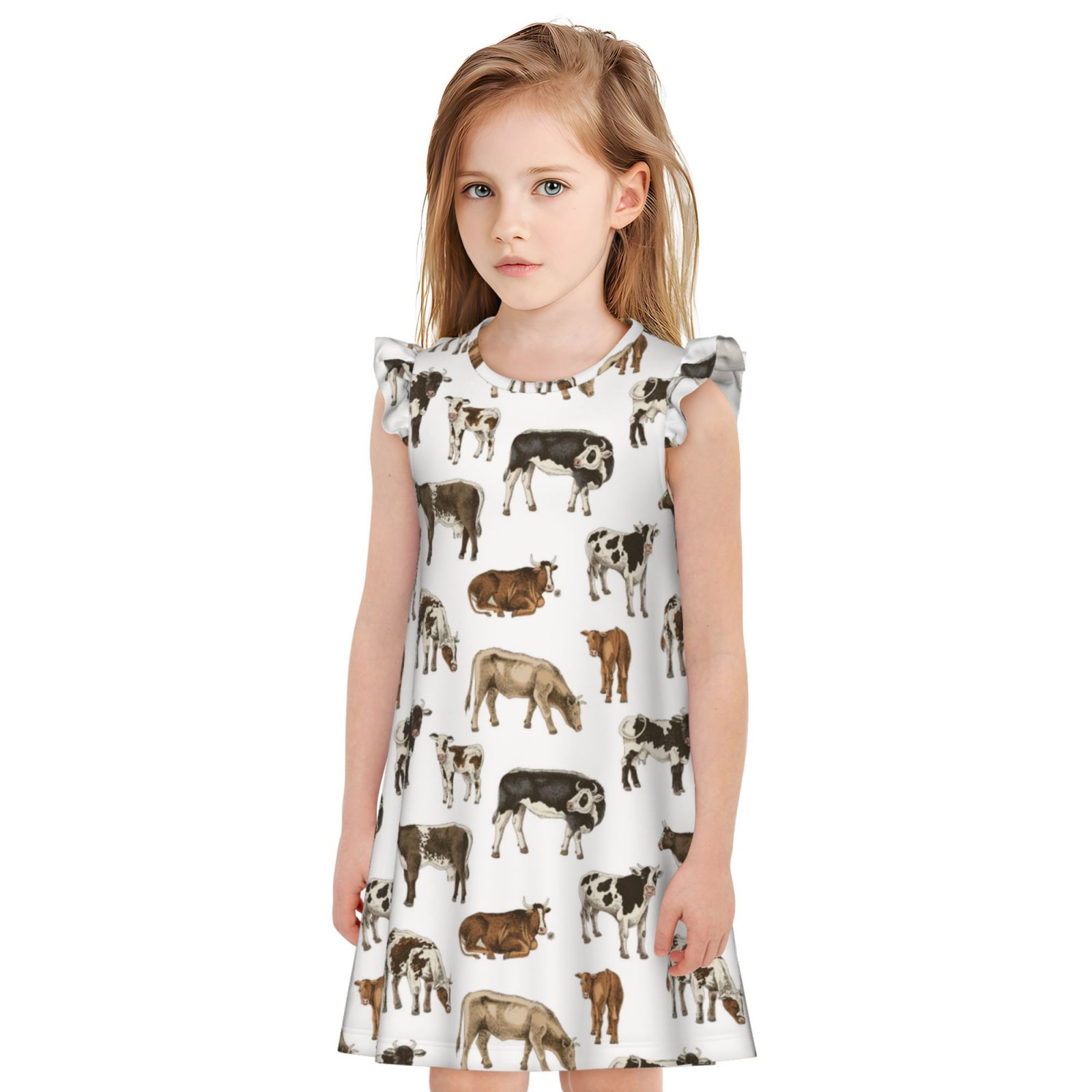Pofeuu Cow Print Girls Nightgowns, Nightgown Princess Pajama Dresses ...