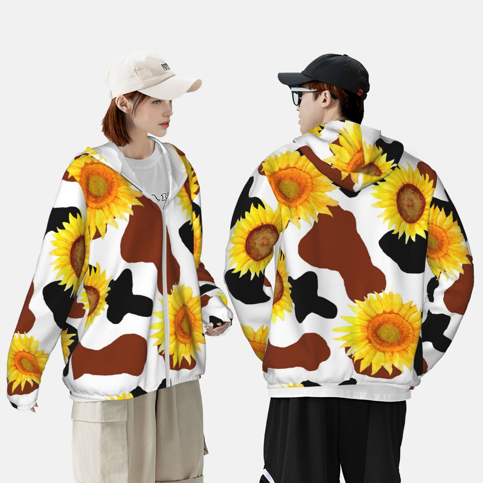 Pofeuu Cow Print Sunflower Print Sun Protection Outdoor Lightweight ...