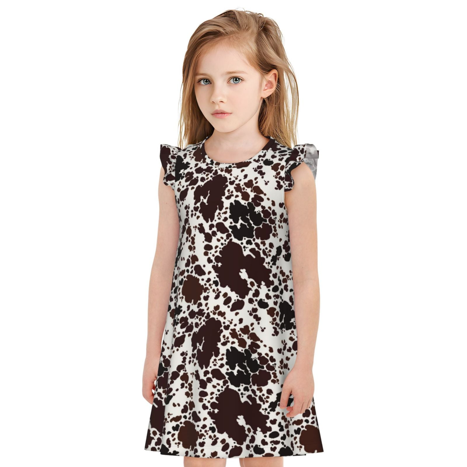 Pofeuu Cow Skin Print Girls Nightgowns, Nightgown Princess Pajama ...