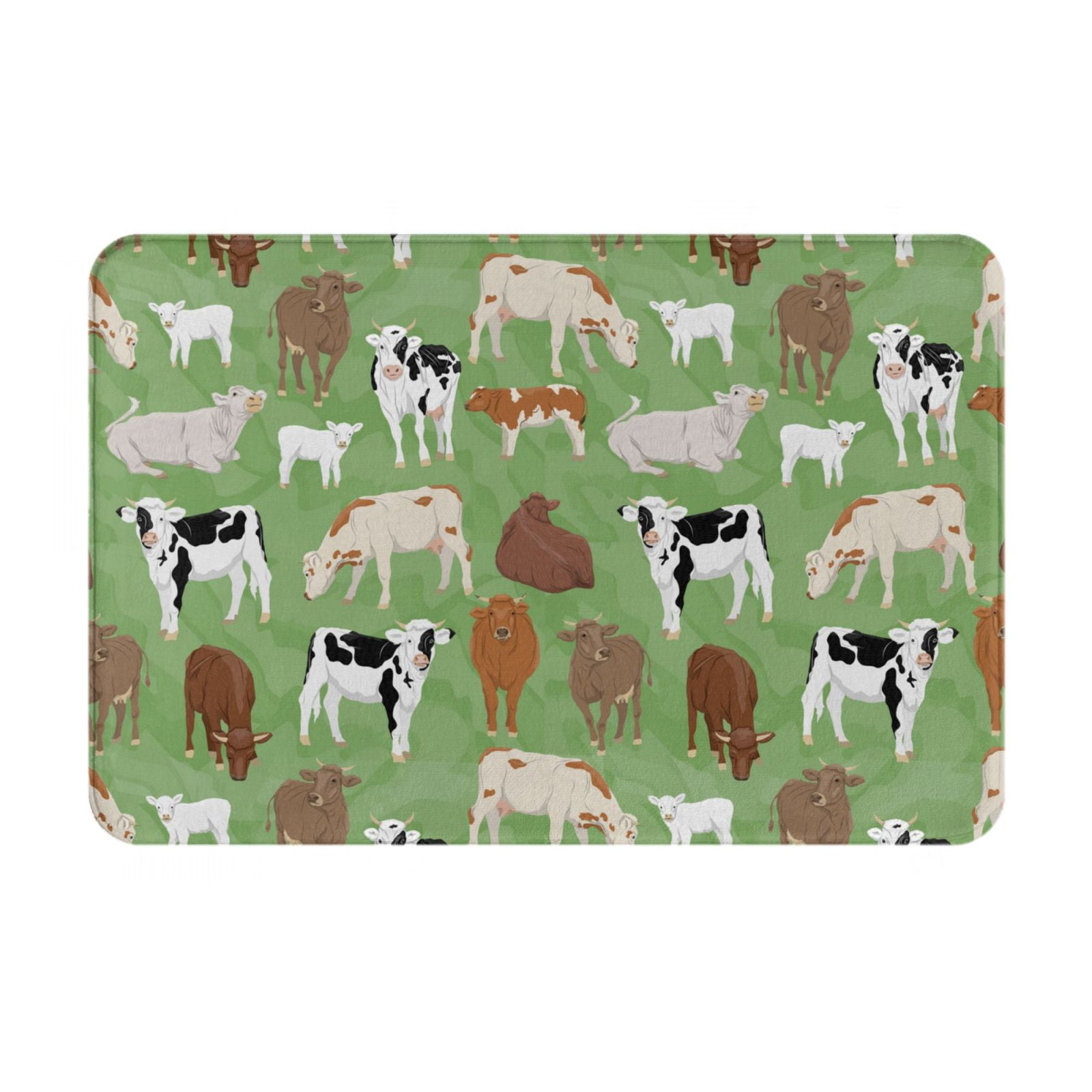 Pofeuu Cows And Calves Print Flannel Doormats Rug16"x24"Rug Washable ...