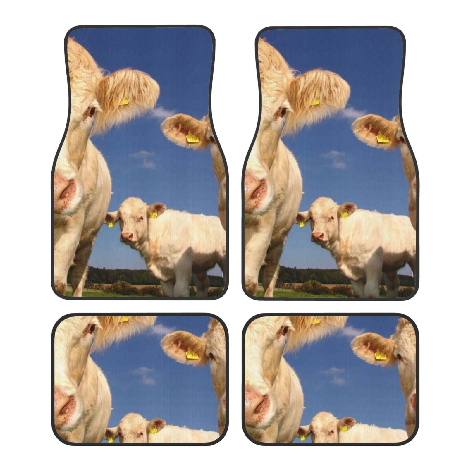 Pofeuu Cows Cattles Print Car Foot Mat Set of 4 Pieces - All-Weather ...