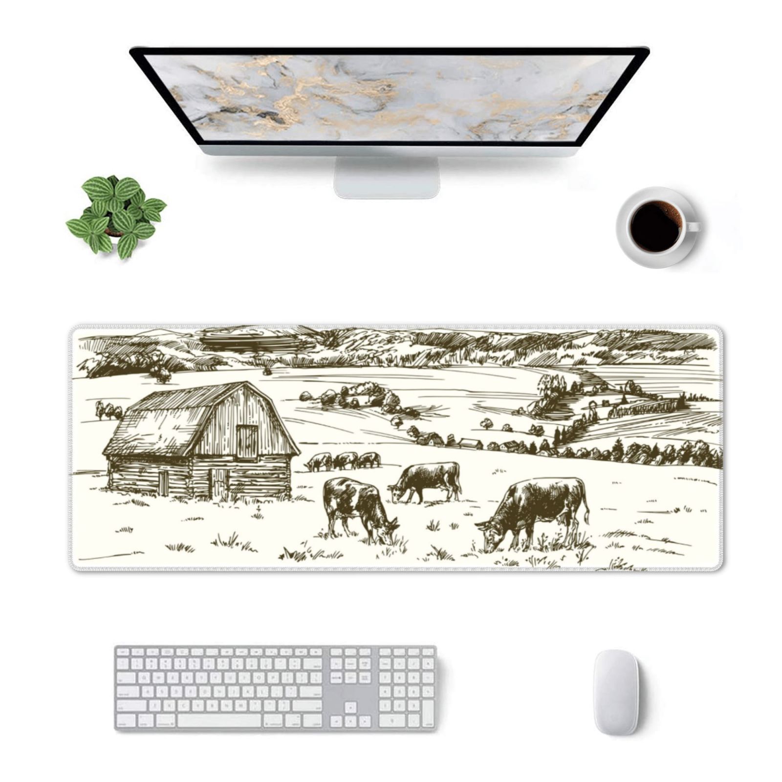 Pofeuu Cows Grazing On The Meadow 1 Print Desk Mat for Keyboard and ...