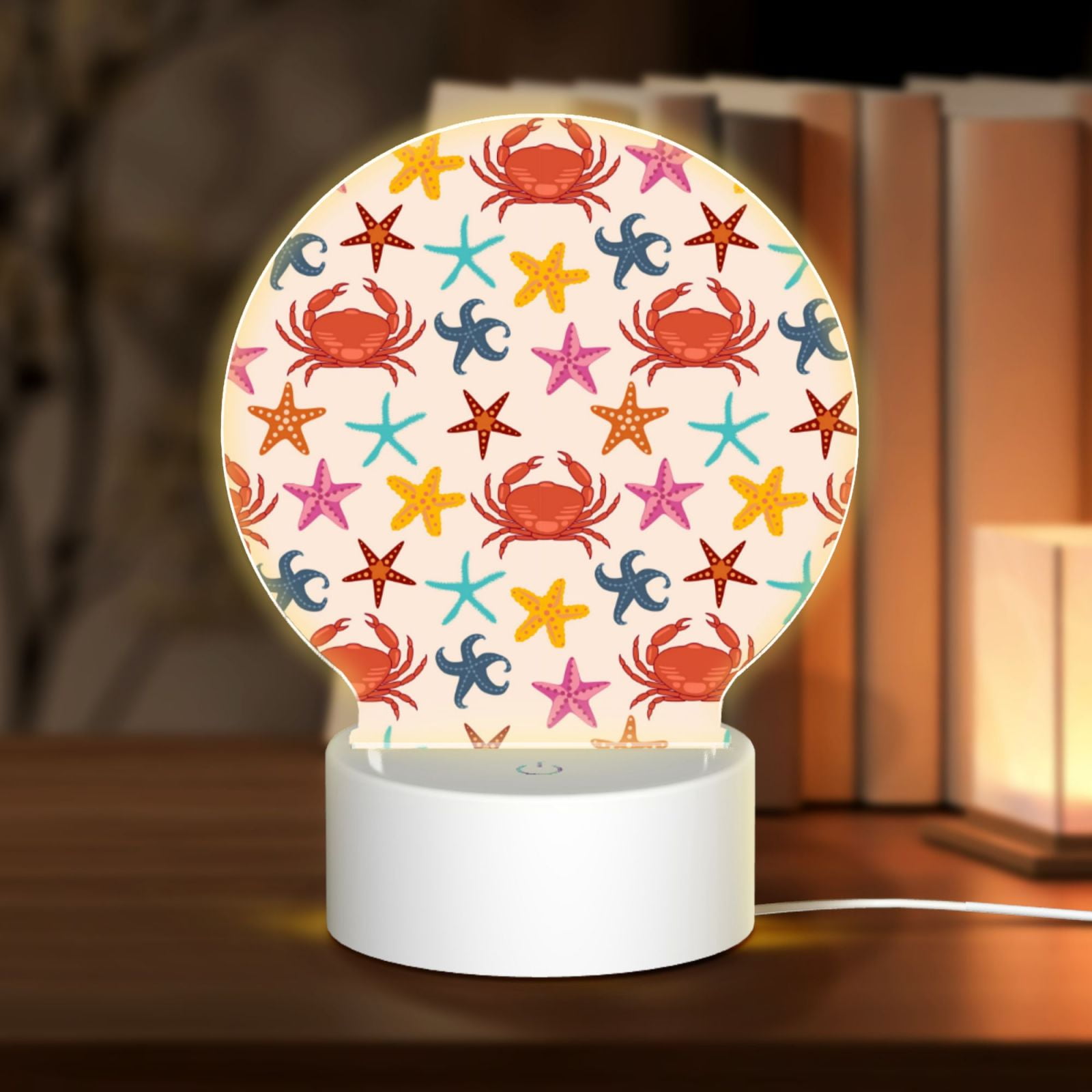 Pofeuu Crabs And Seastars Print LED Christmas Night Light Lamp Base ...