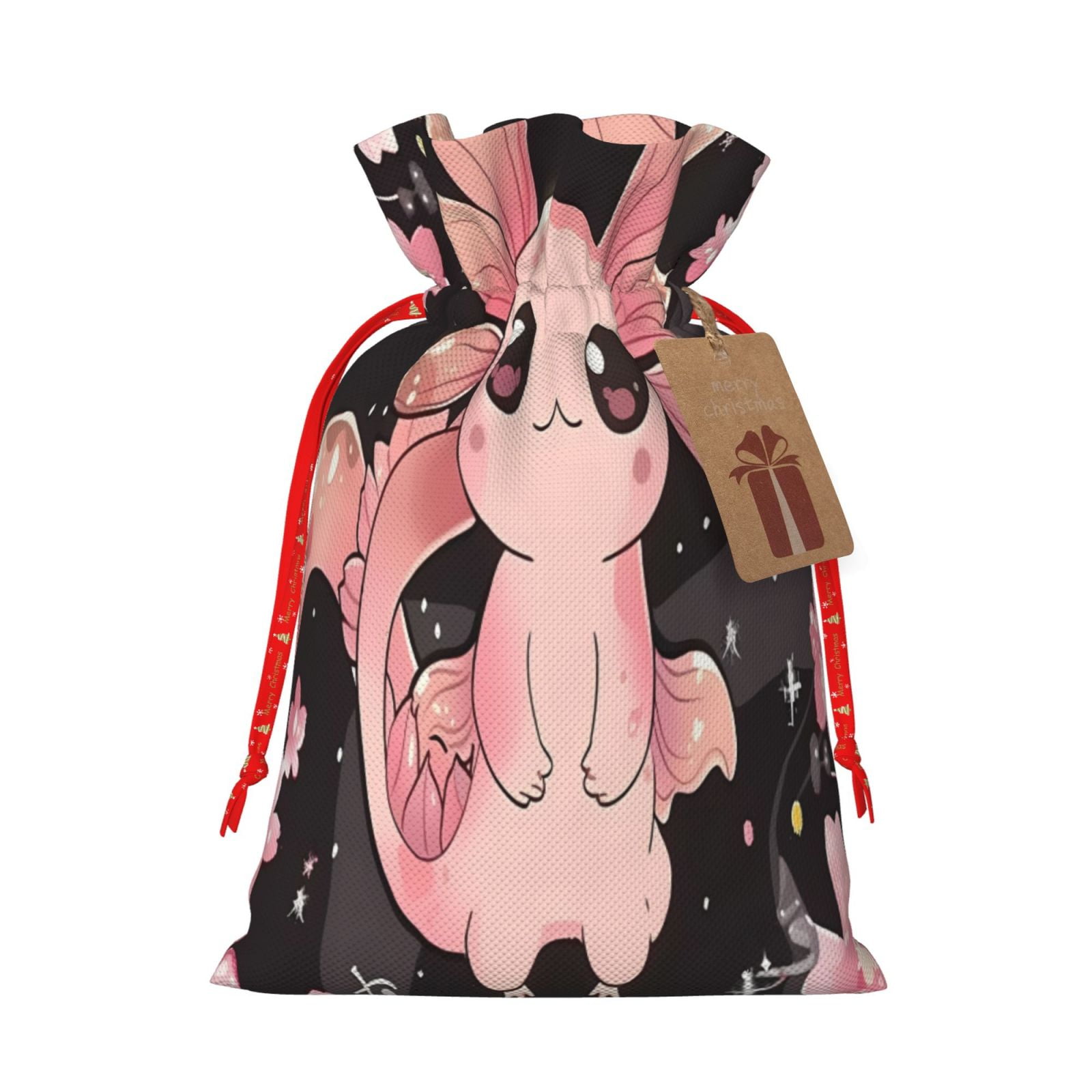 Pofeuu Cute Axolotl Sakura Blossoms B Print Burlap Bags with ...