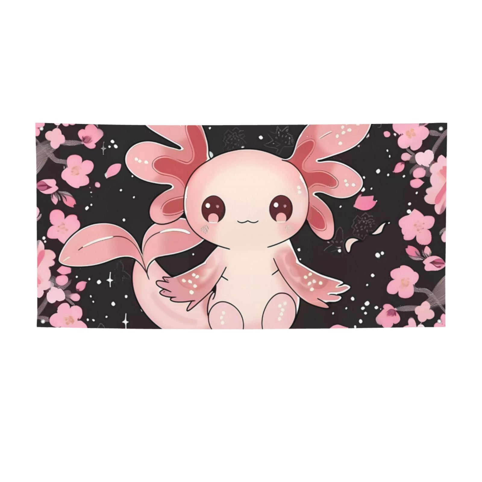 Pofeuu Cute Axolotl Sakura Blossoms Print Colorful Yard Festival Banner ...