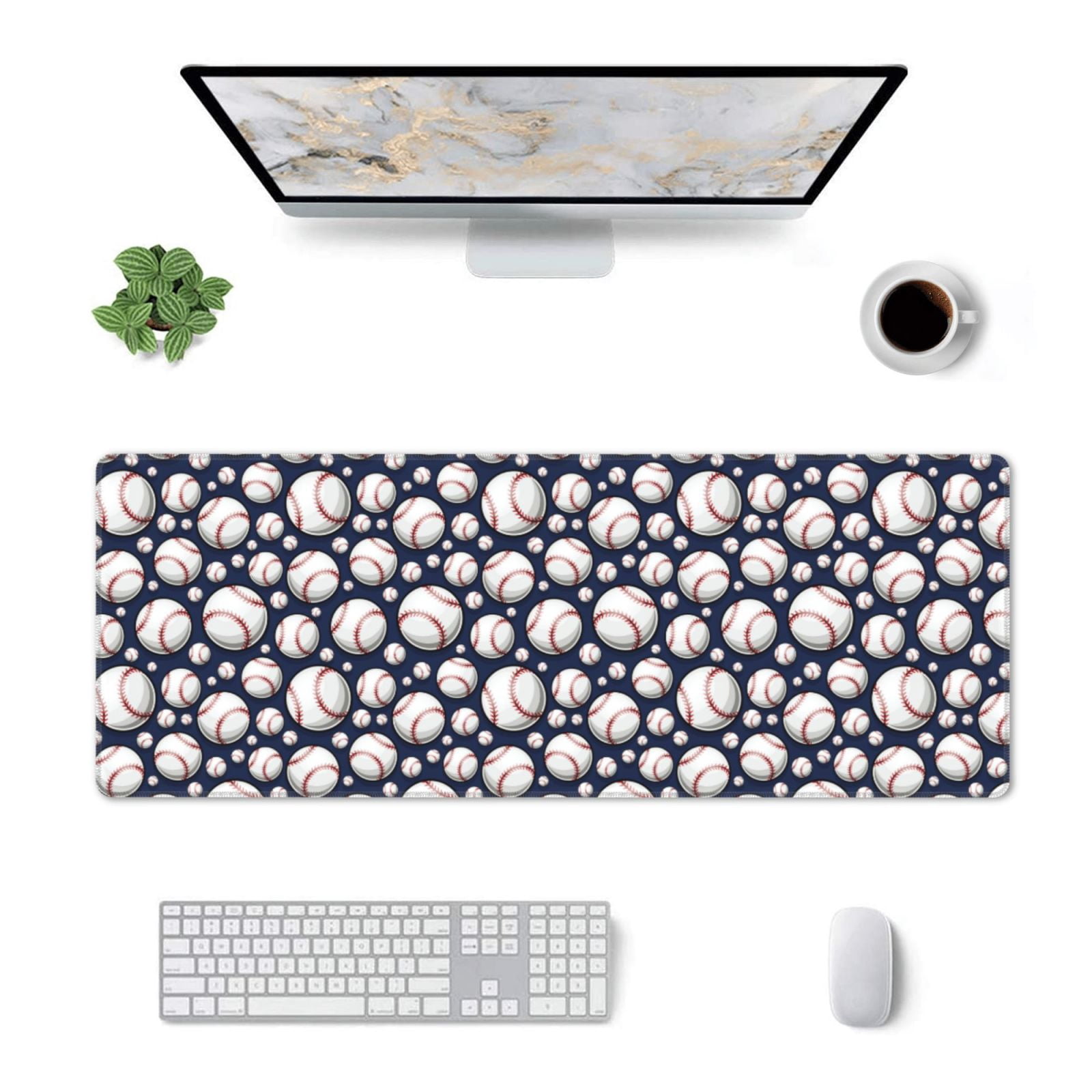 Pofeuu Cute Basebal Print Desk Mat for Keyboard and Mouse，Computer Desk ...