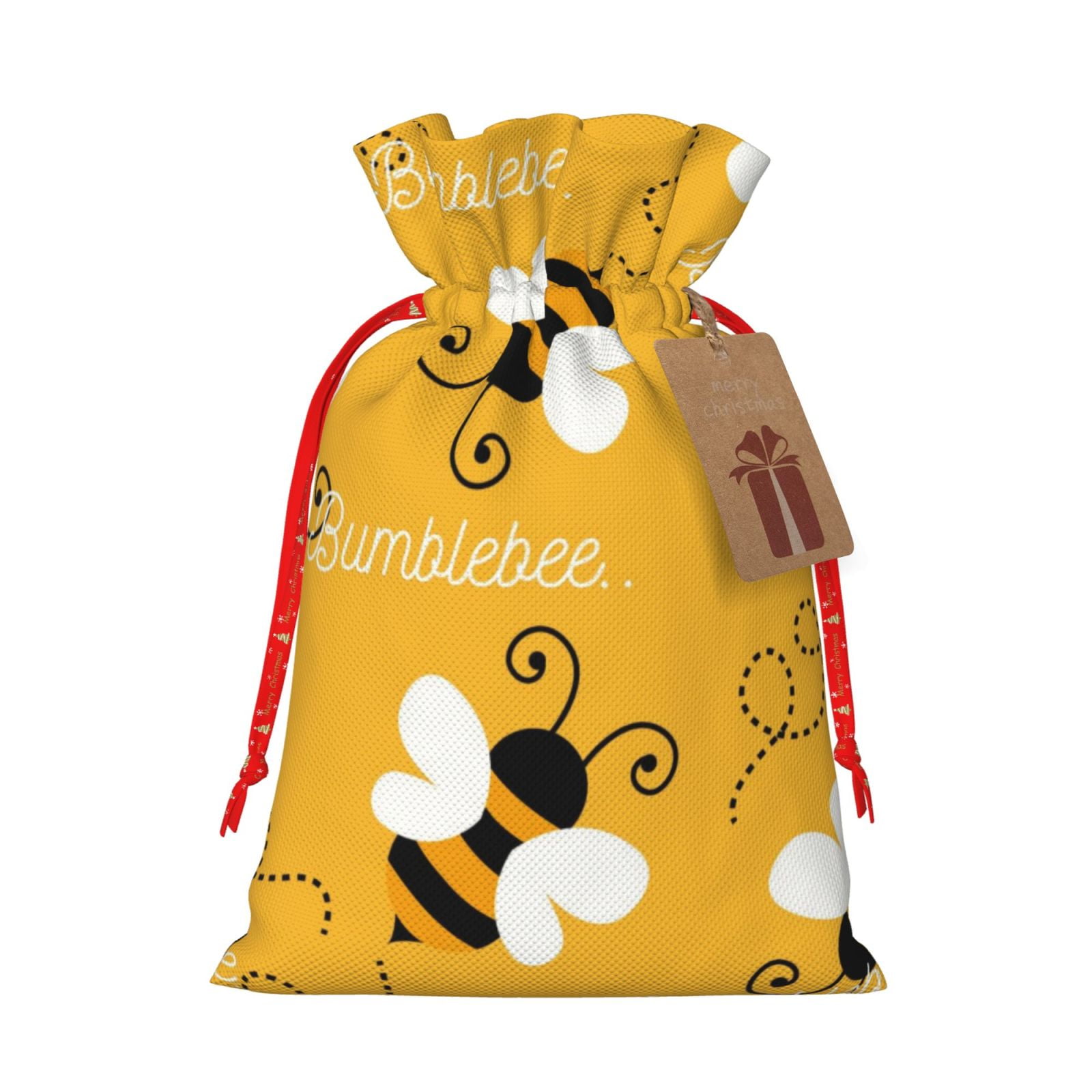 Pofeuu Cute Bee Butterfly Yelllow Print Burlap Bags with Drawstrings ...