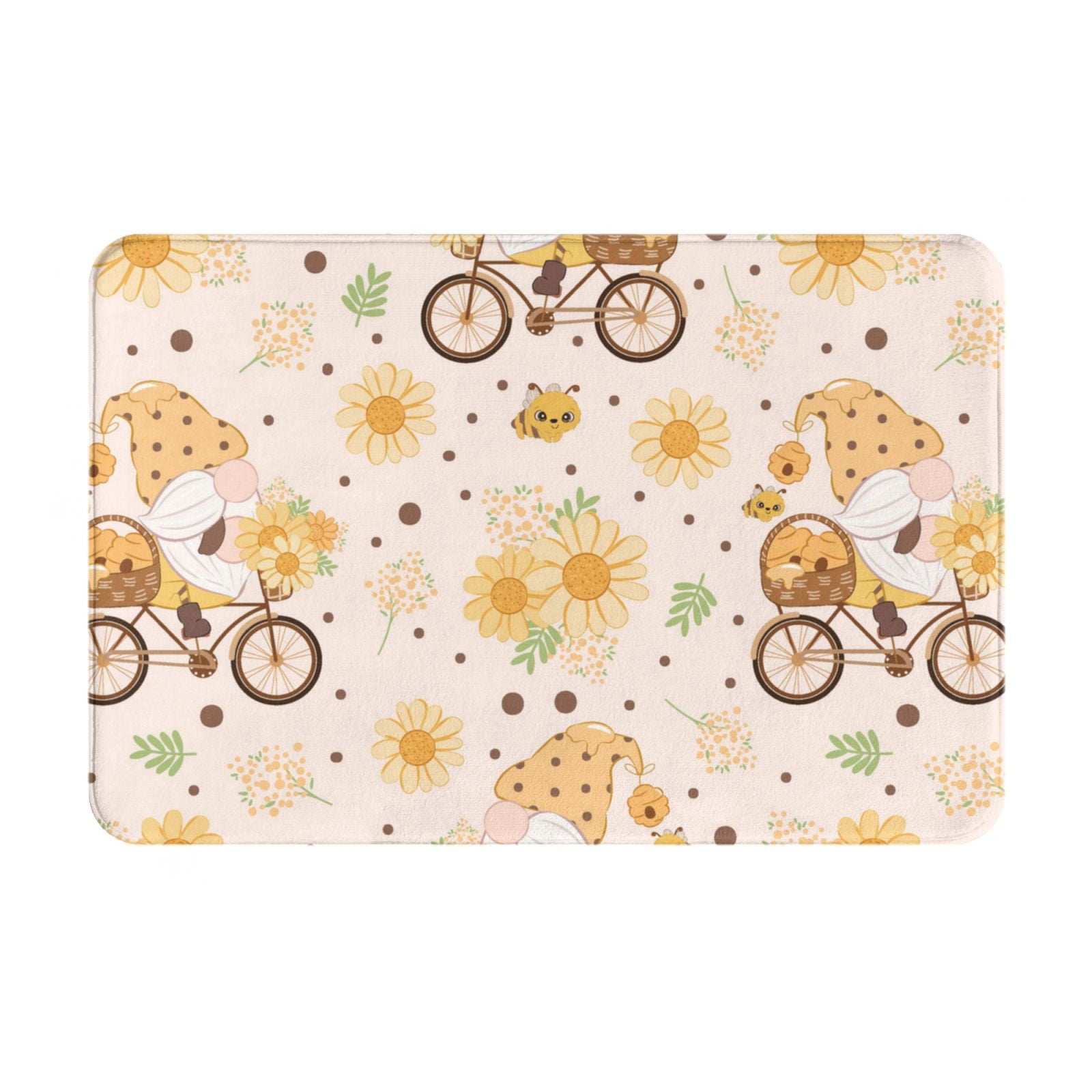 Pofeuu Cute Bee Gnome Print Flannel Doormats Rug16"x24"Rug Washable ...