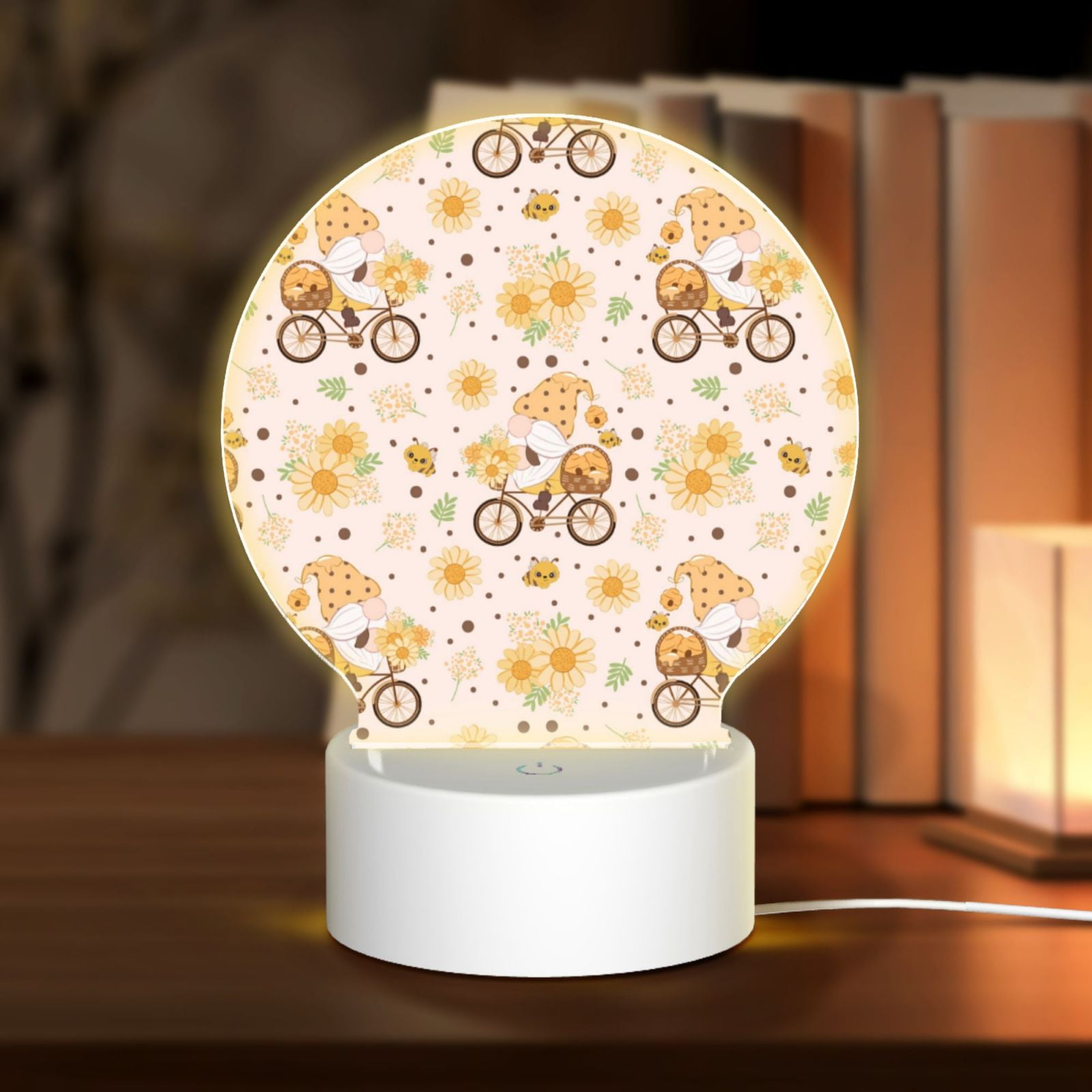 Pofeuu Cute Bee Gnome1 Print LED Christmas Night Light Lamp Base Gift ...