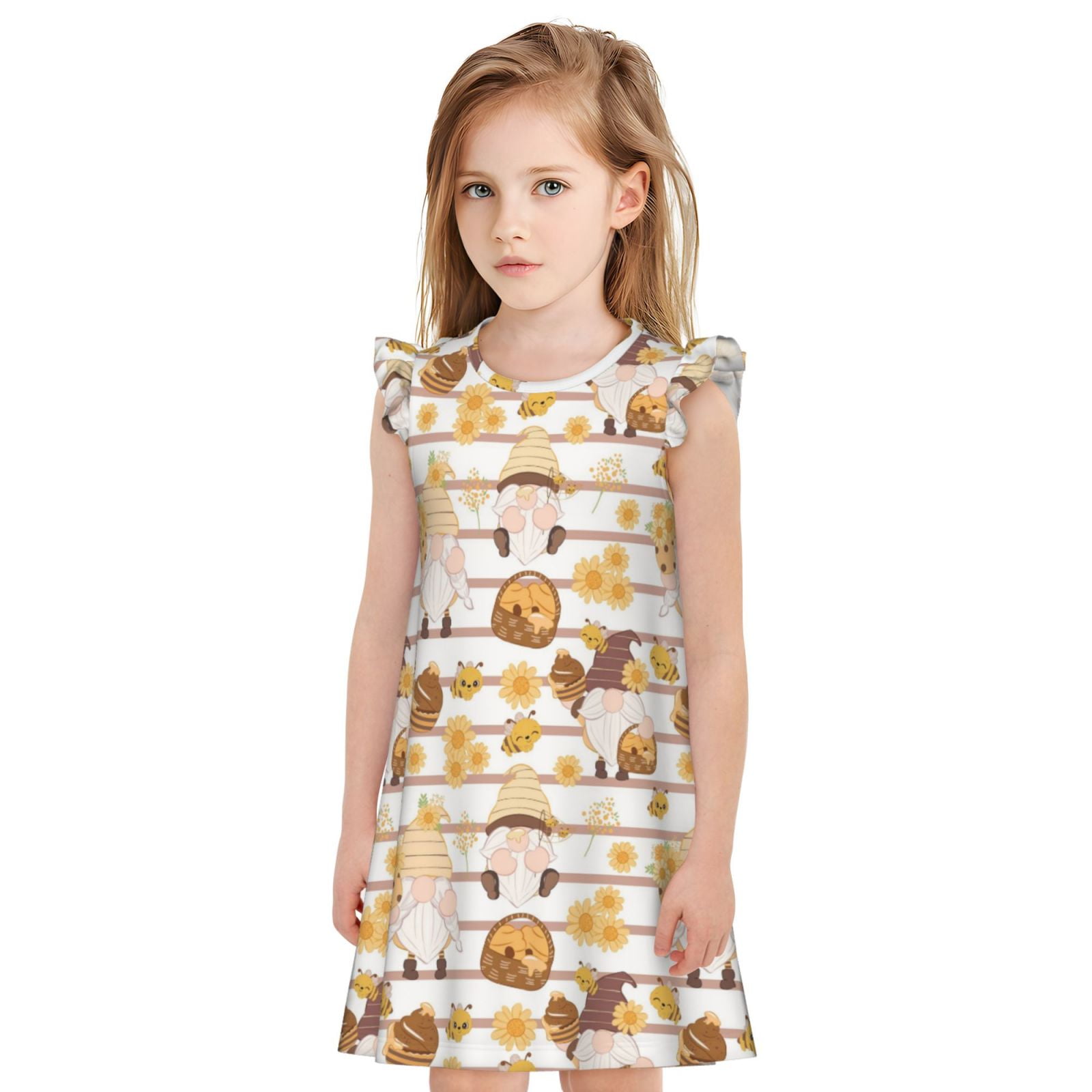 Pofeuu Cute Bee Gnome2 Print Girls Nightgowns, Nightgown Princess ...