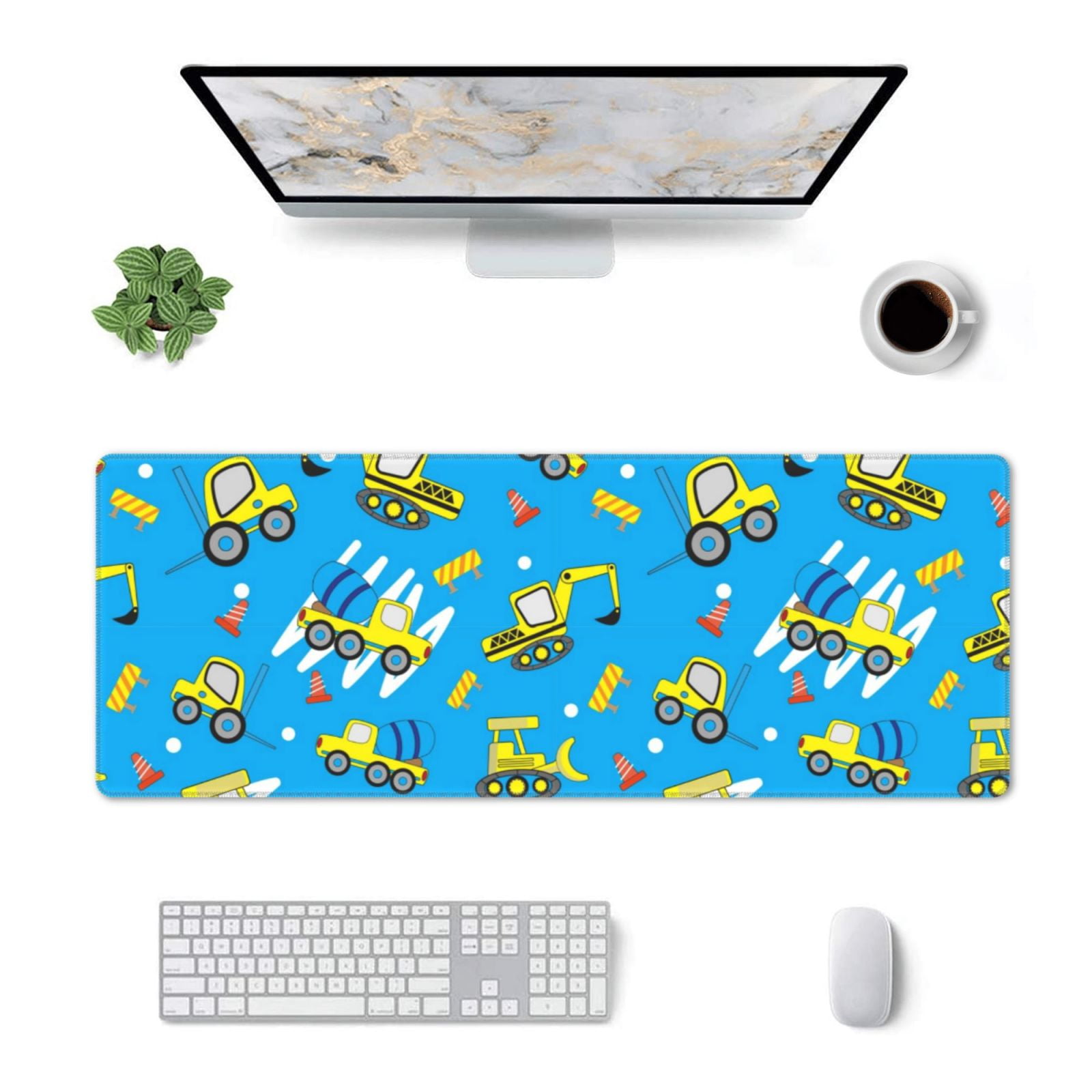 Pofeuu Cute Car Cartoon Print Desk Mat for Keyboard and Mouse，Computer ...