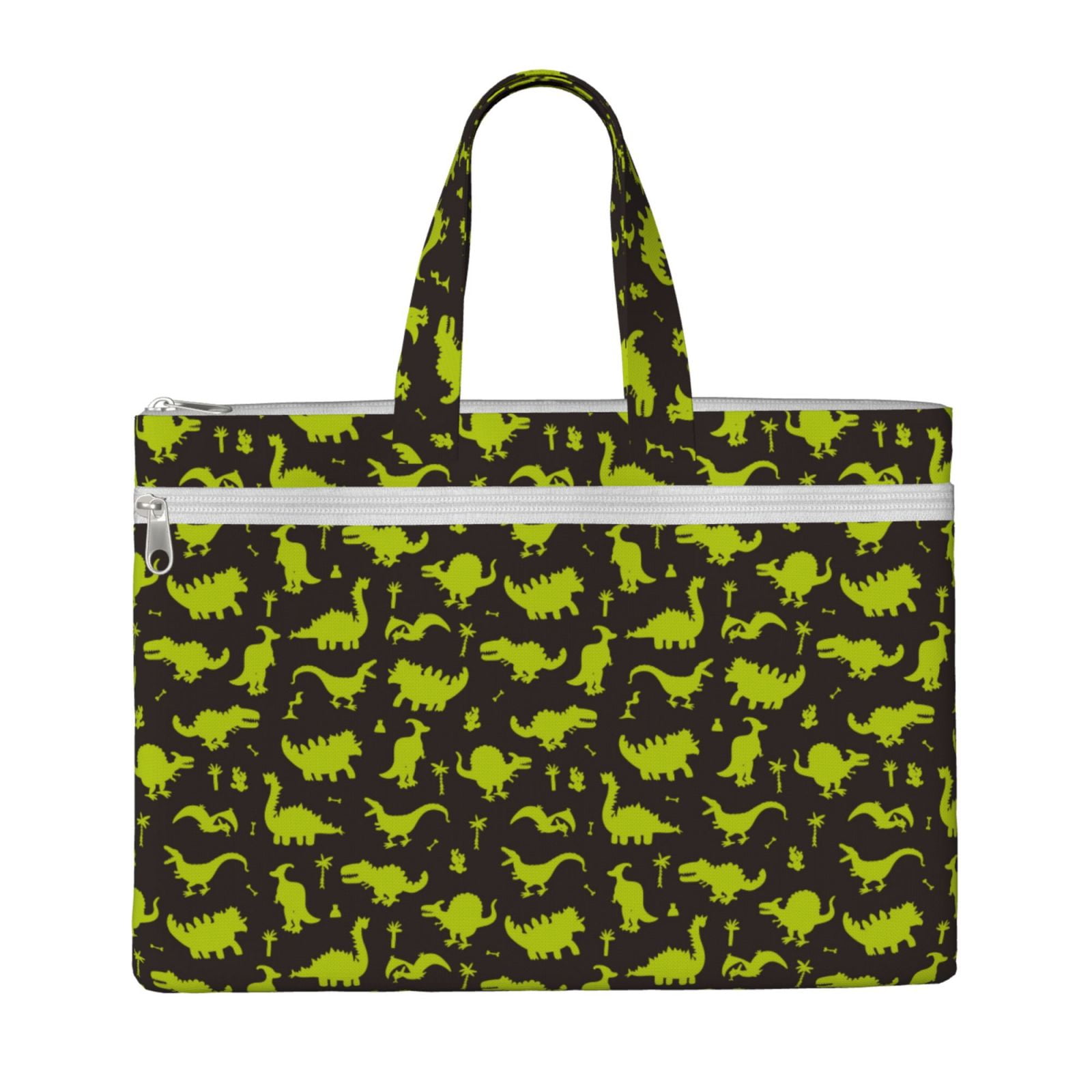 Pofeuu Cute Cartoon Dinosaurs Green Silhouette Pattern Print Laptop Bag ...