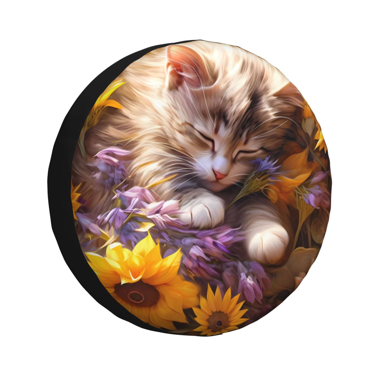 Pofeuu Cute Cat Sunflower Print Spare Tire Wheel Cover for Car Truck ...