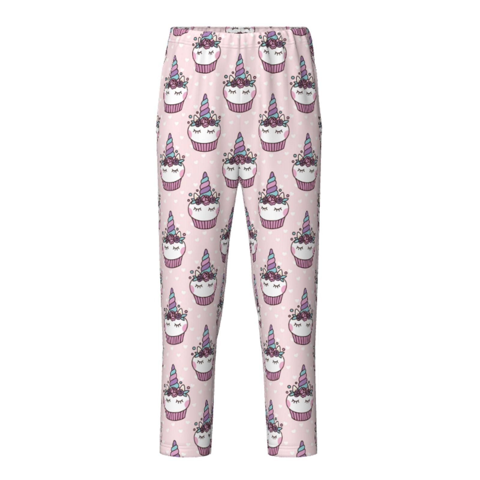 Pofeuu Cute Cupcake Print Teenagers' Pajama Pants, Soft Lounge Pajama ...