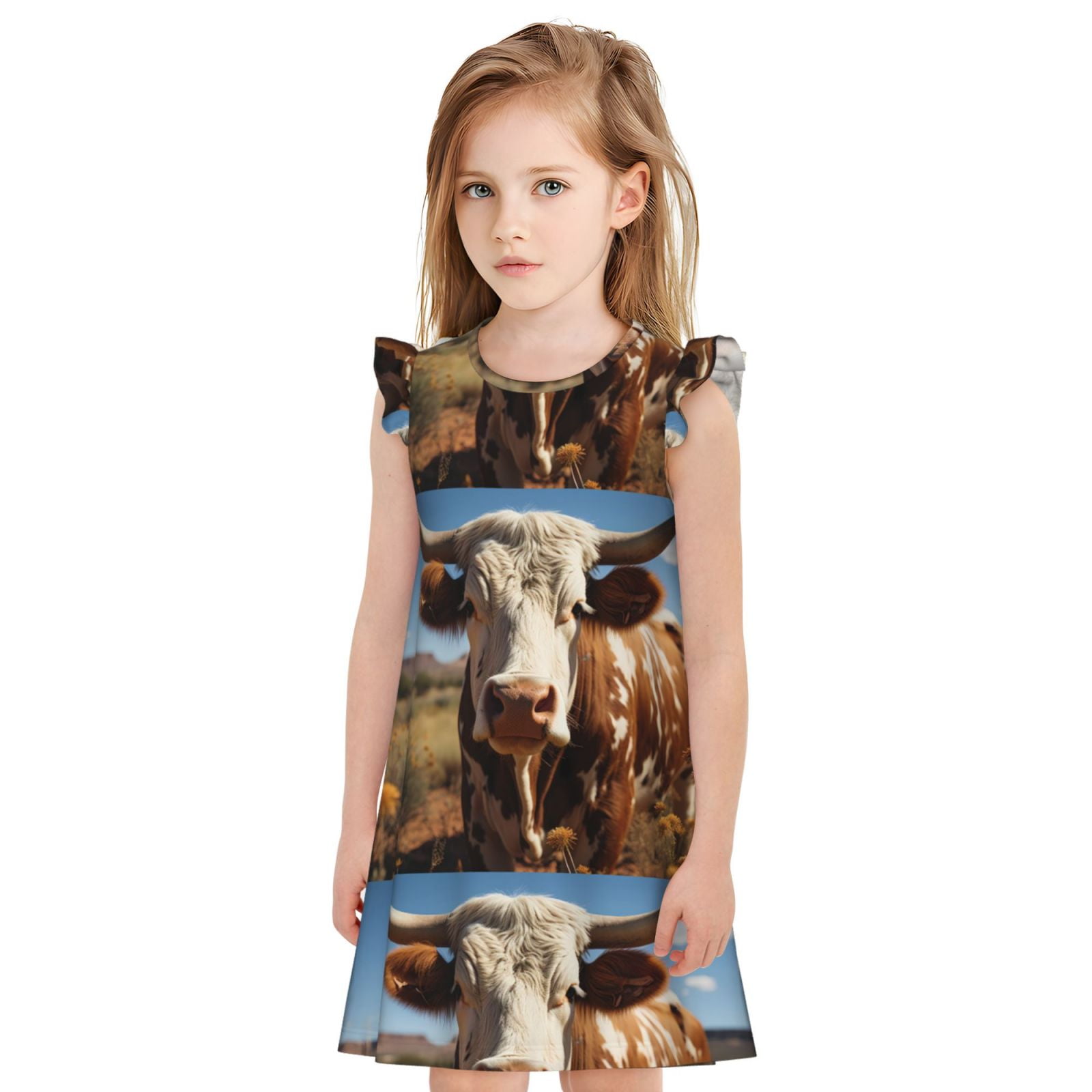 Pofeuu Cute Daisy Cow Print Girls Nightgowns, Nightgown Princess Pajama ...