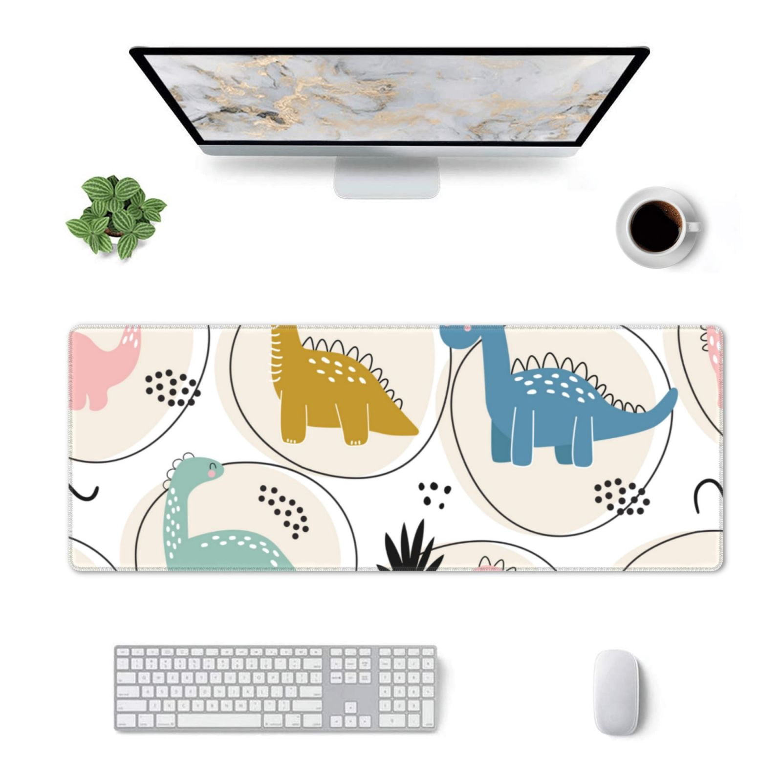 Pofeuu Cute Dinosaurs Print Desk Mat for Keyboard and Mouse，Computer ...